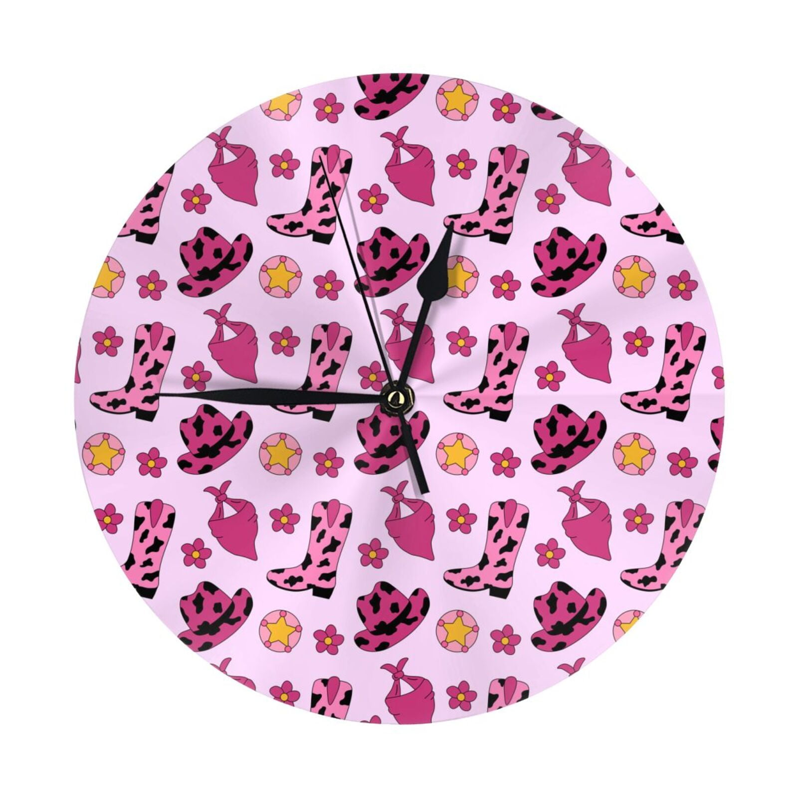 Wall Clock, Retro Cowgirl Wall Clocks Battery Operated Silent Kitchen ...