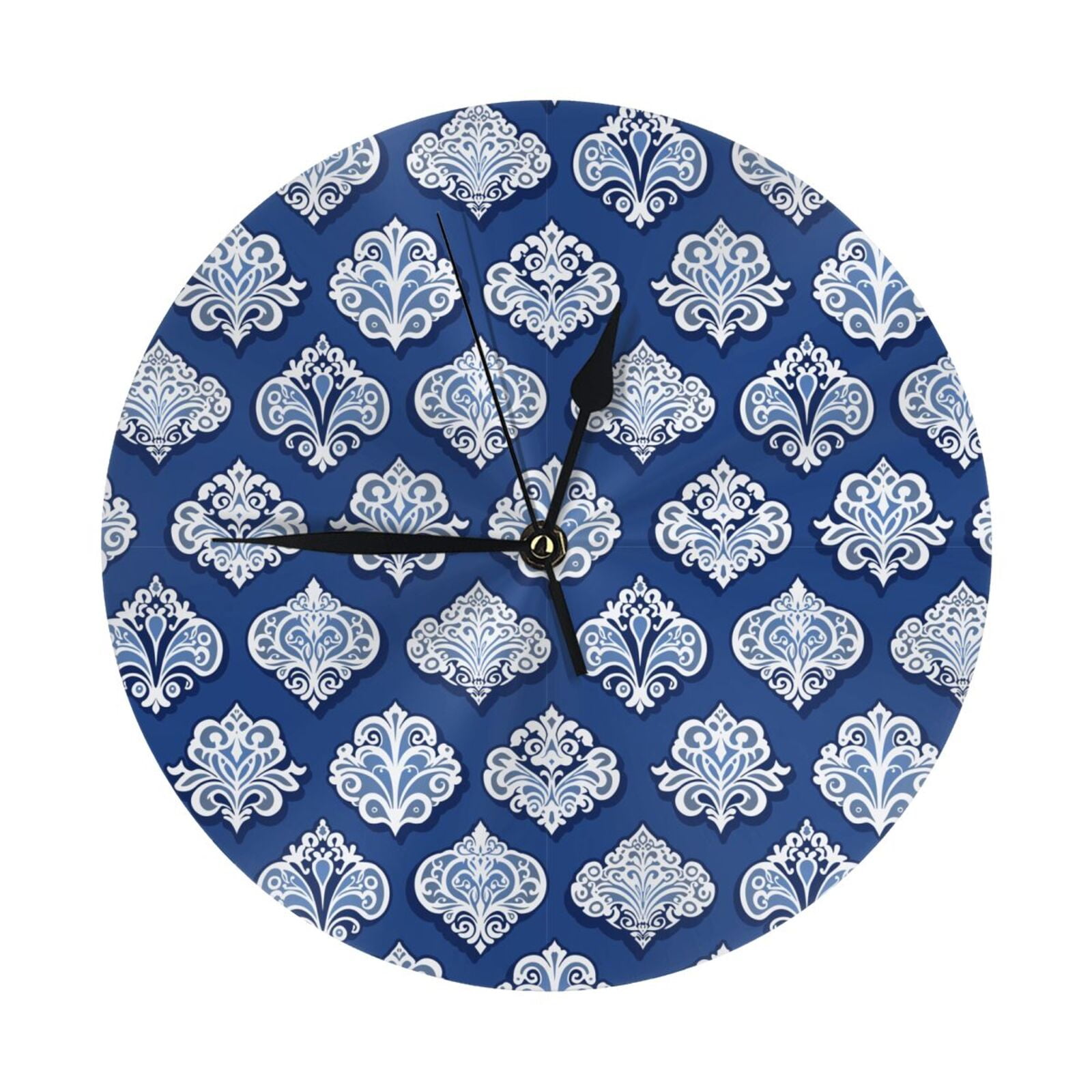 Wall Clock Retro Traditional Royal navyblue Wall Clocks Battery ...