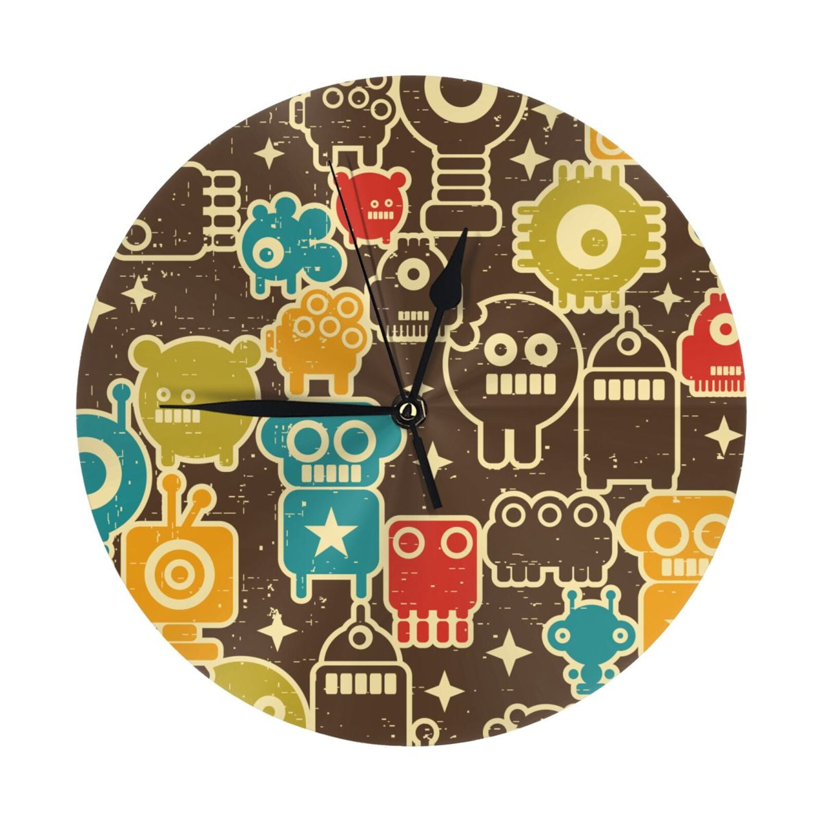 Wall Clock, Robot and Monsters Wall Clocks Battery Operated Silent ...