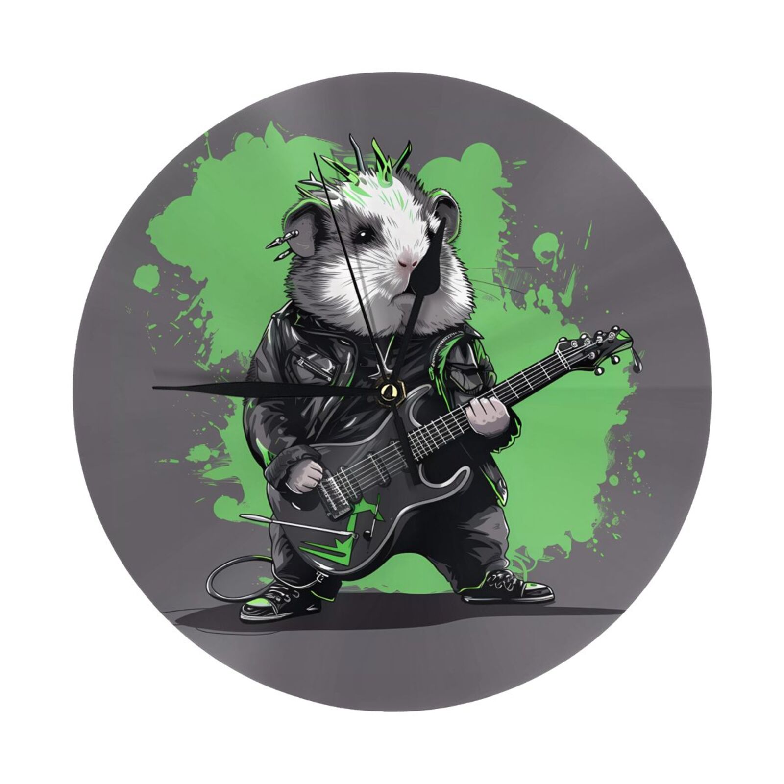 Wall Clock, Rock Guitar Guinea Pig Wall Clocks Battery Operated Silent ...