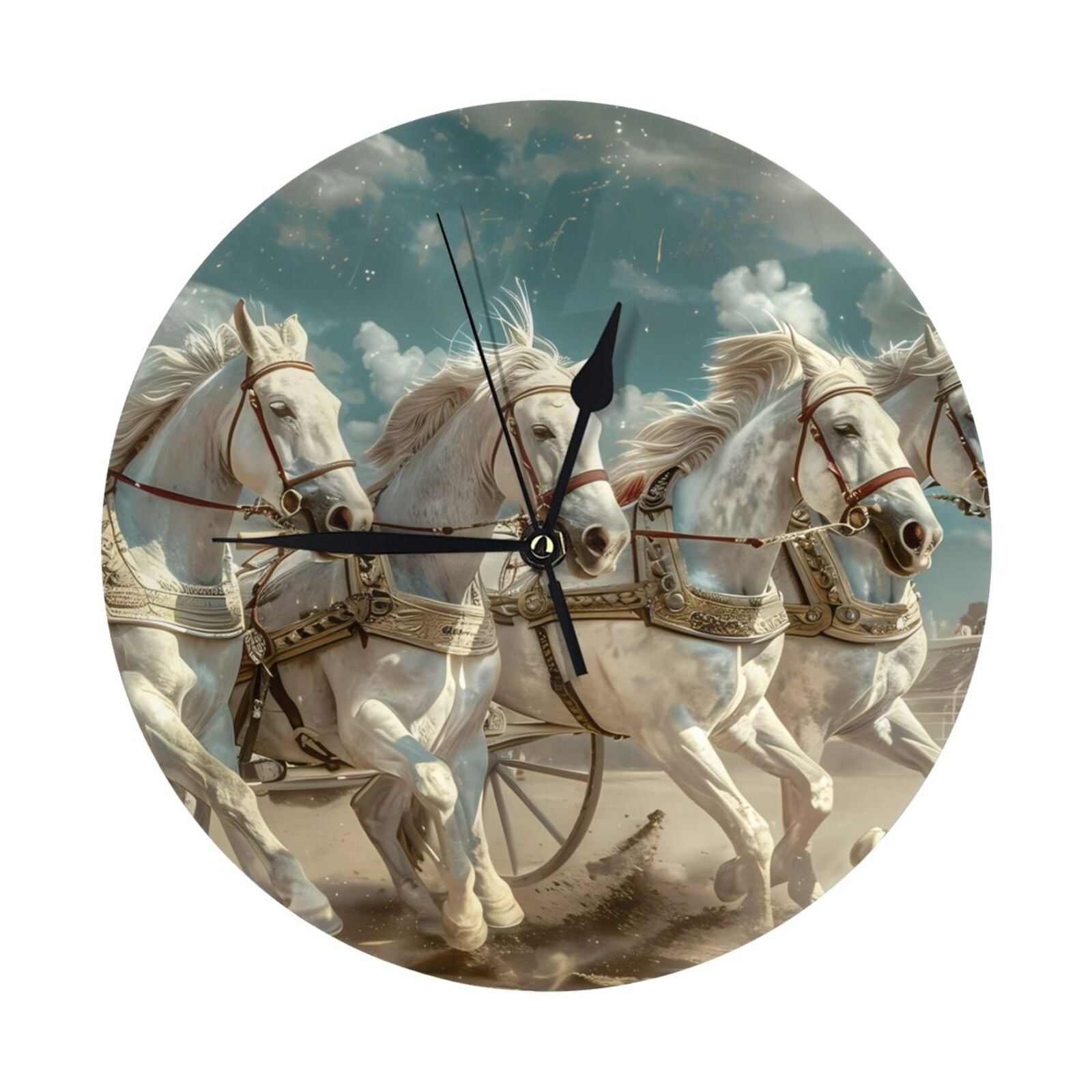 Wall Clock, Roman Chariot Horse Race Wall Clocks Battery Operated ...