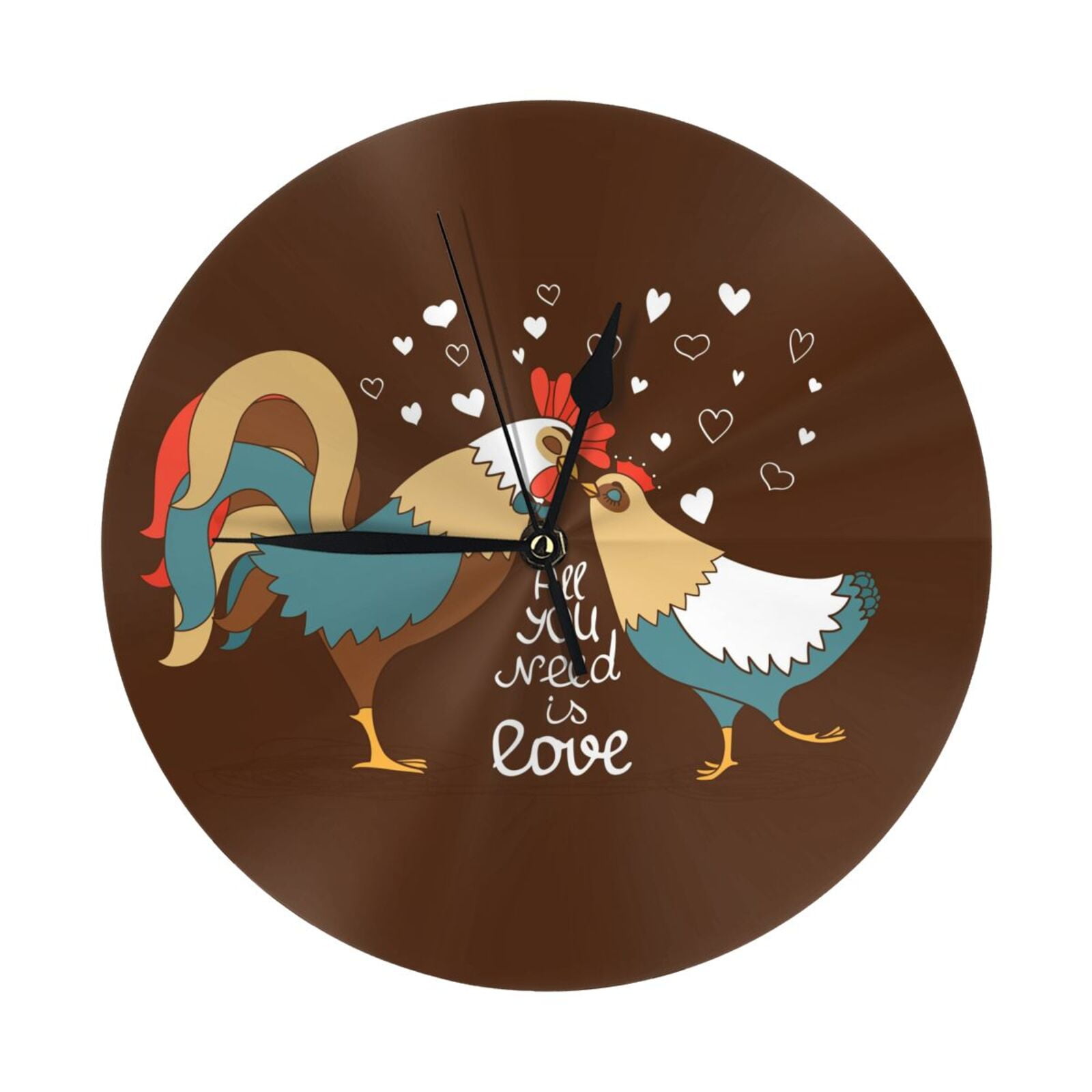 Wall Clock, Rooster And Chicken Wall Clocks Battery Operated Silent ...