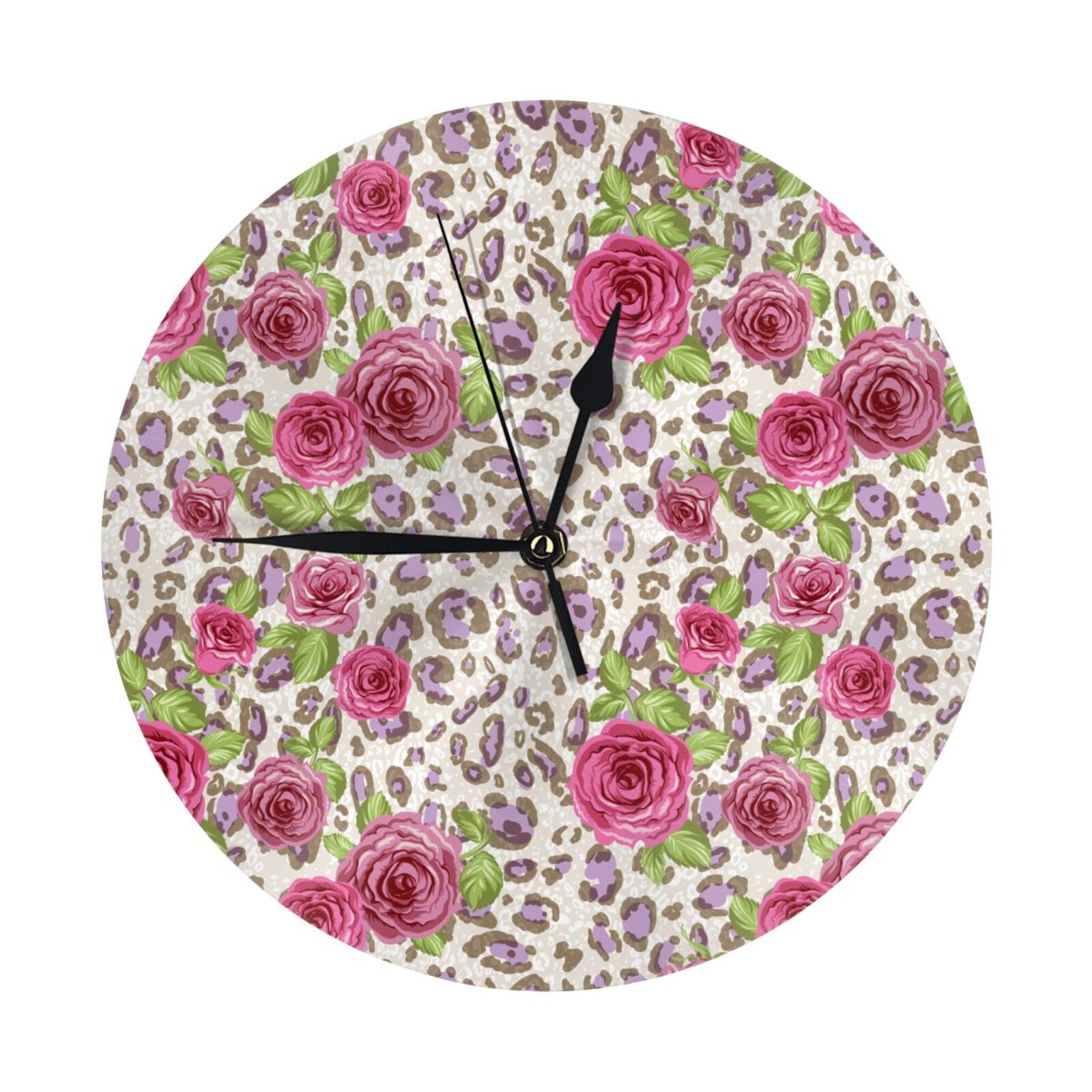 Wall Clock Rose Mix Leopard 4 Wall Clocks Battery Operated, Modern Wall ...