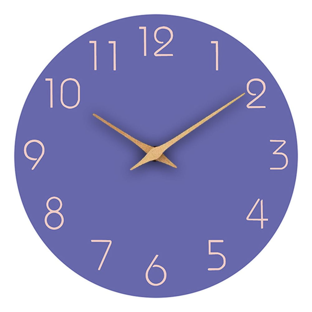Wall Clock Round Silent Clocks Wall Mounted Wooden Carfts Living Room ...