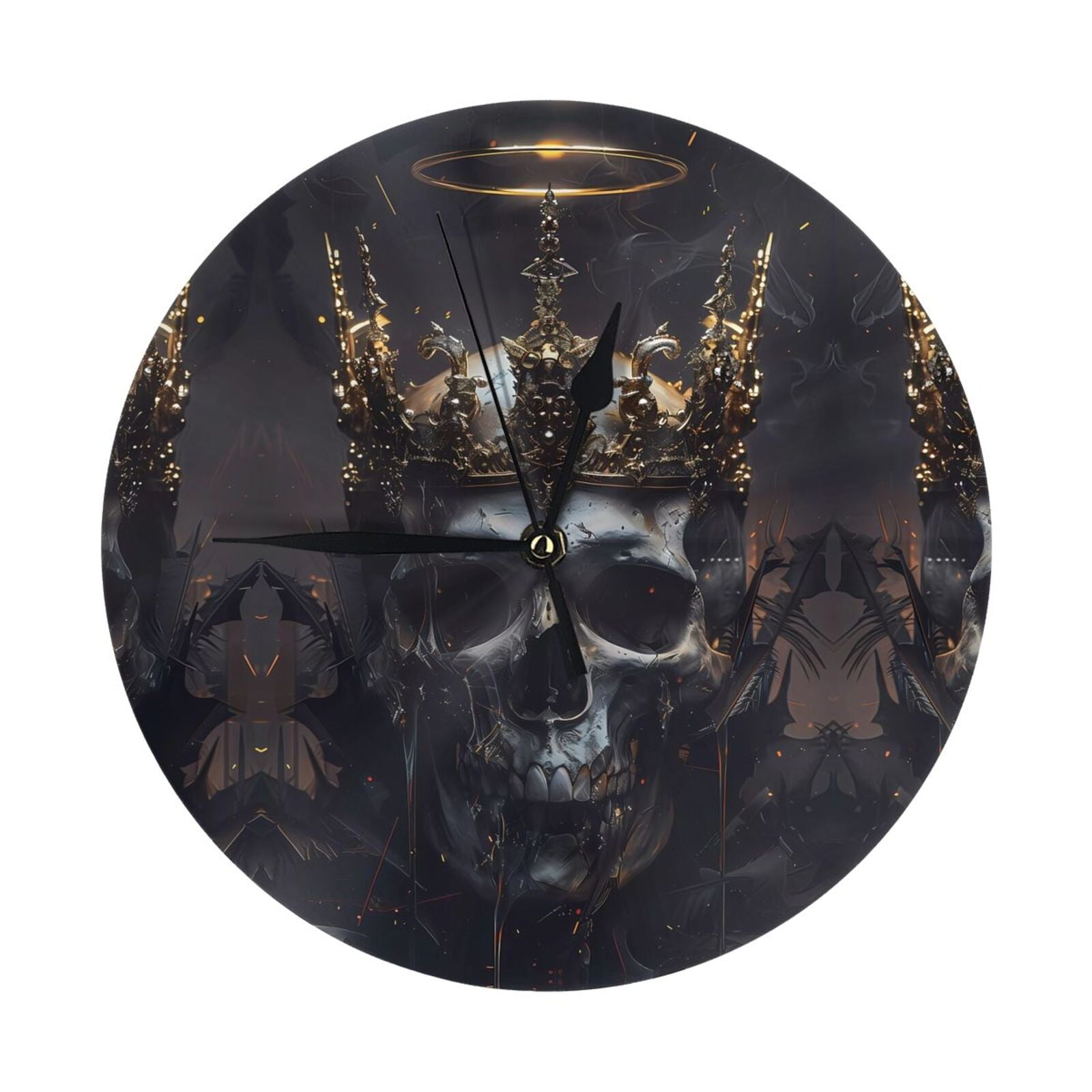 Wall Clock, Royal Skull With Golden Crown Wall Clocks Battery Operated ...