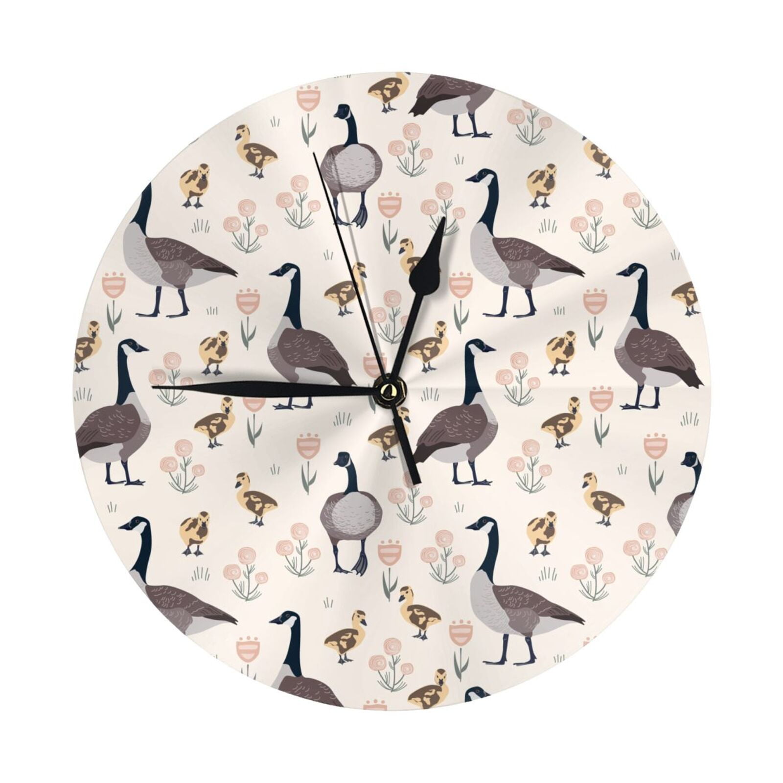 Wall Clock, Rustic Cartoon Cute Duck Flower Wall Clocks Battery ...