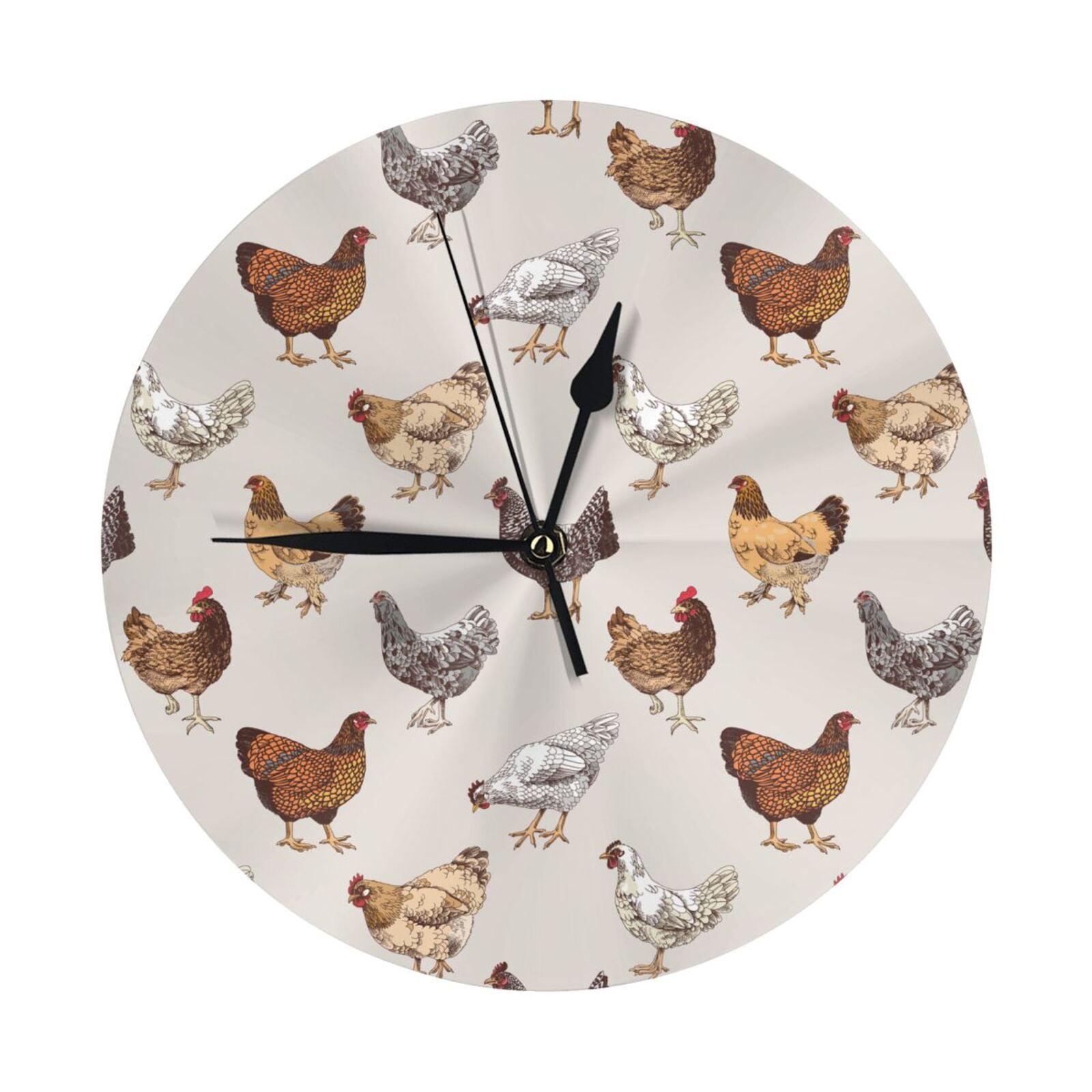 Wall Clock Rustic Cute Chicken Wall Clocks Battery Operated, Modern ...