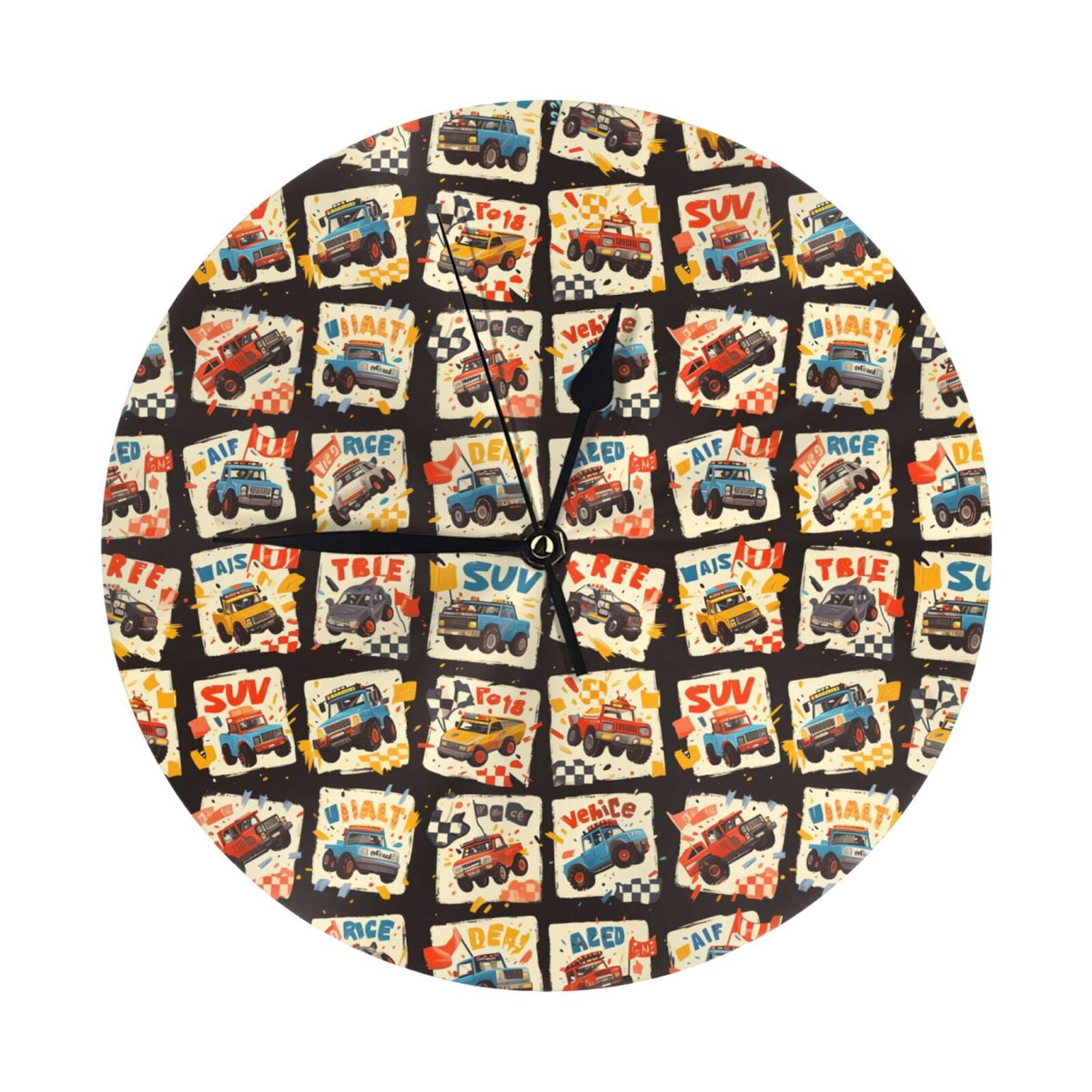 Wall Clock SUV colorful off road car Wall Clocks Battery Operated ...