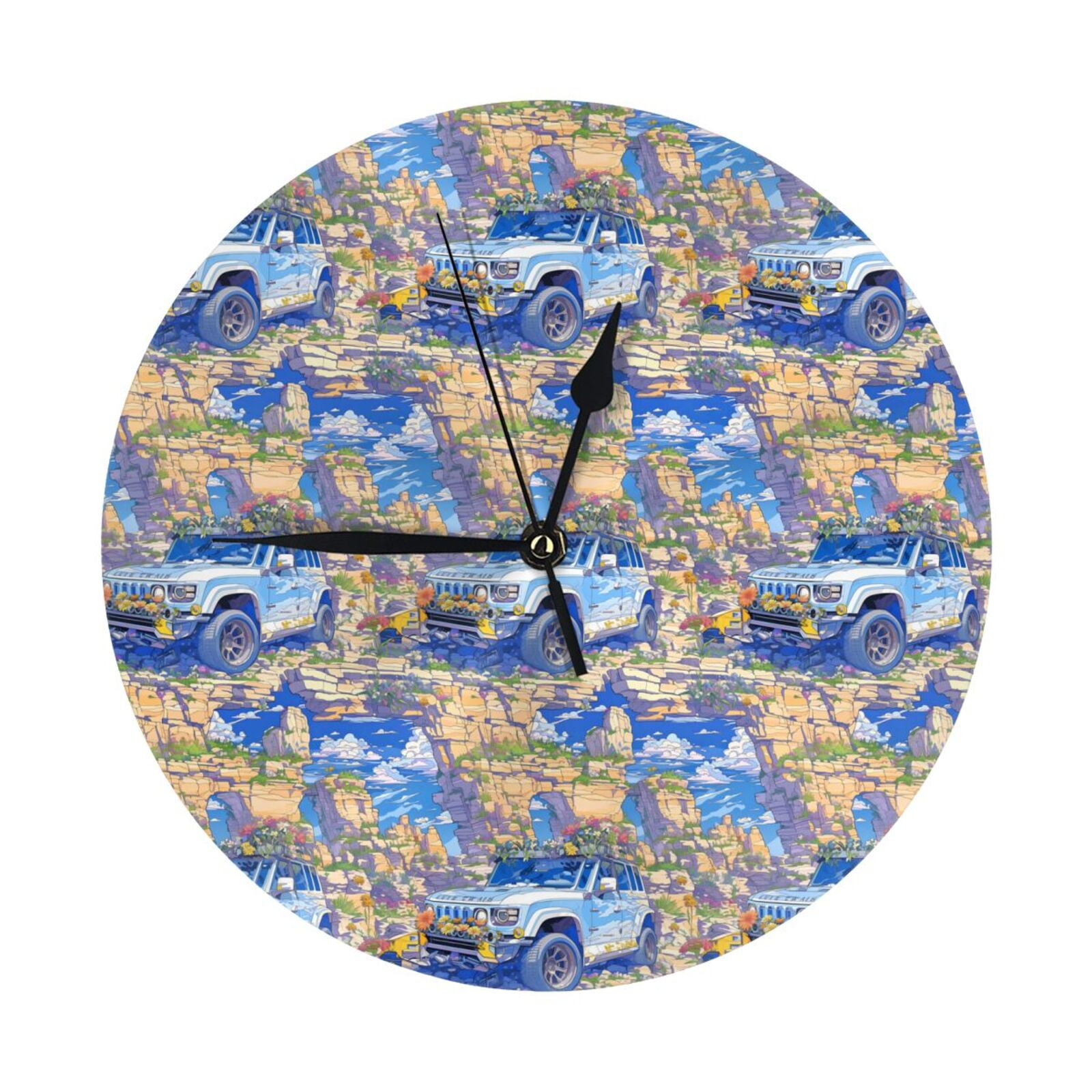 Wall Clock, SUV travel car Wall Clocks Battery Operated Silent Kitchen ...