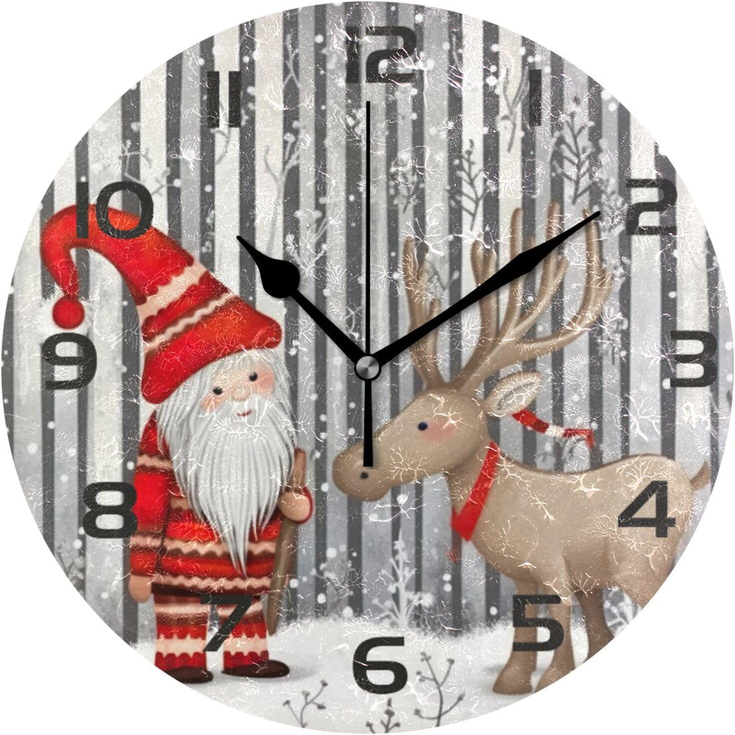 Wall Clock Santa in A Sleigh 10 Inch Silent Non Ticking Quality Quartz ...