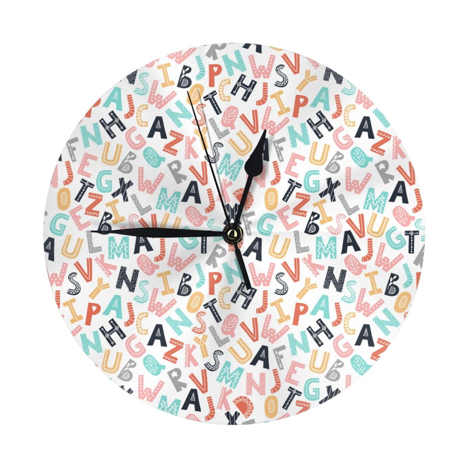 Wall Clock, Scandinavian Alphabet1 Wall Clocks Battery Operated Silent ...