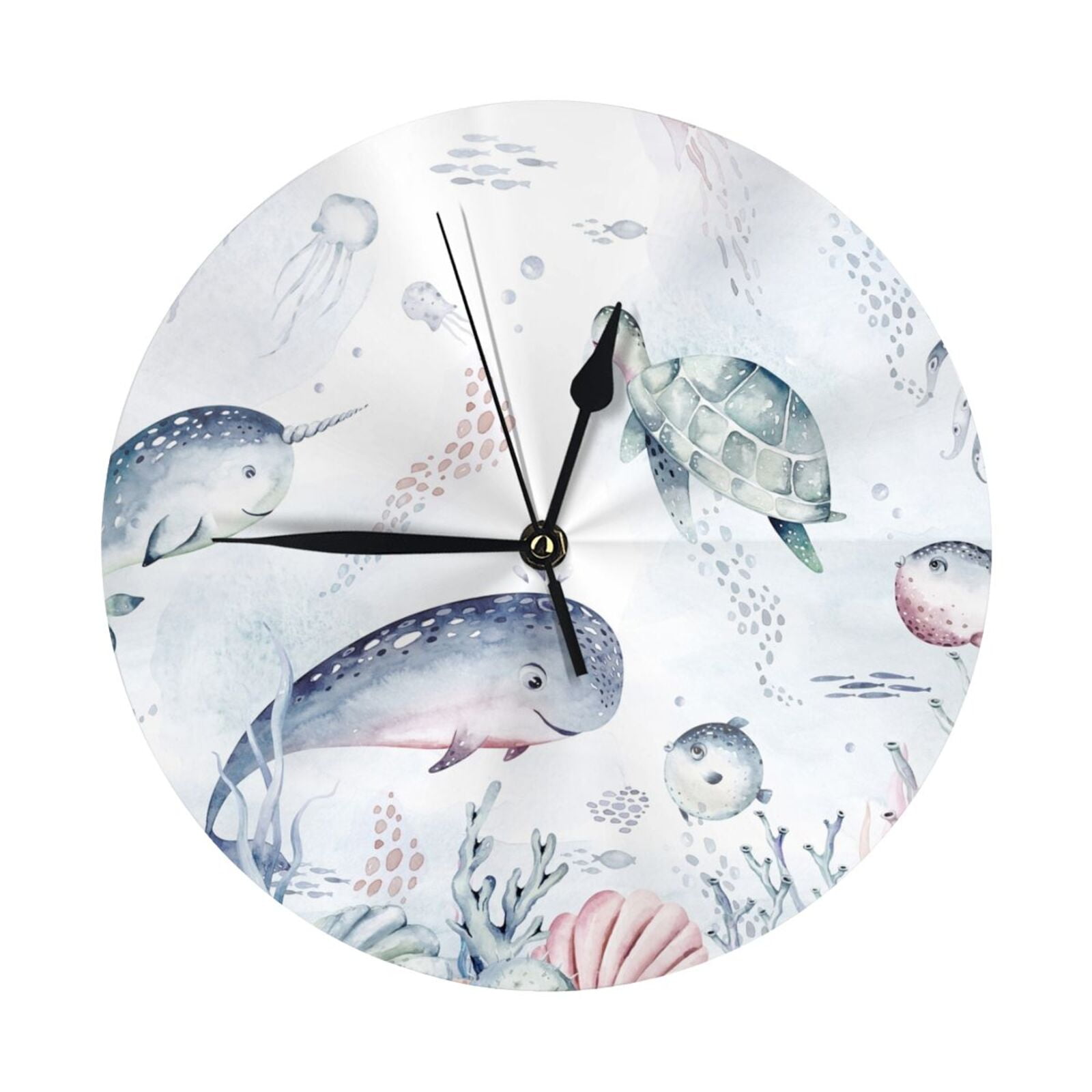Wall Clock Sea Animals Wall Clocks Battery Operated, Modern Wall Clock ...