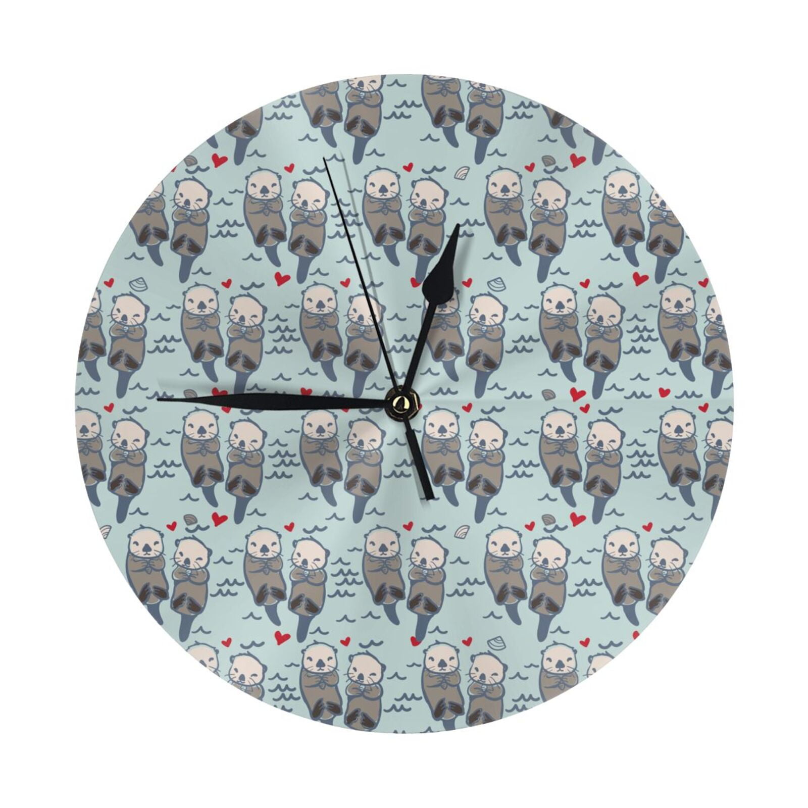 Wall Clock, Sea Otter Wall Clocks Battery Operated Silent Kitchen ...