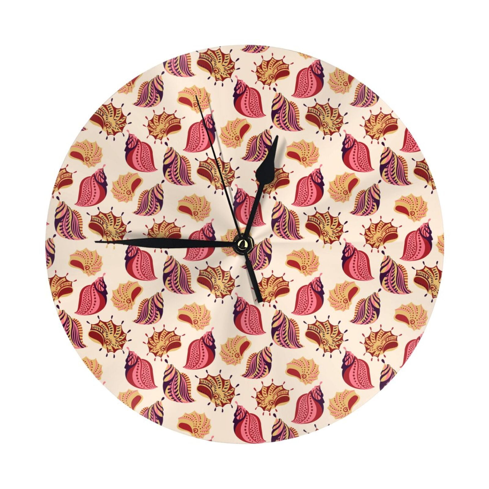 Wall Clock, Sea Shells Wall Clocks Battery Operated Silent Kitchen ...