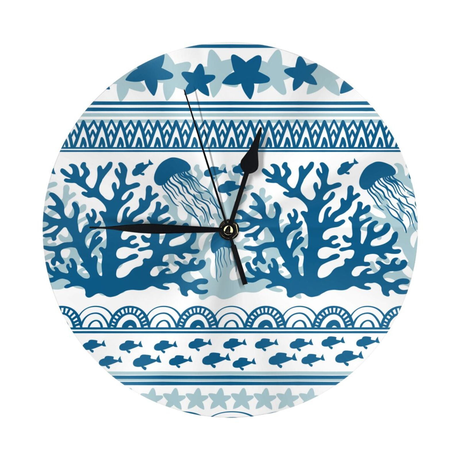 Wall Clock, Sea Underwater Jellyfish Wall Clocks Battery Operated ...