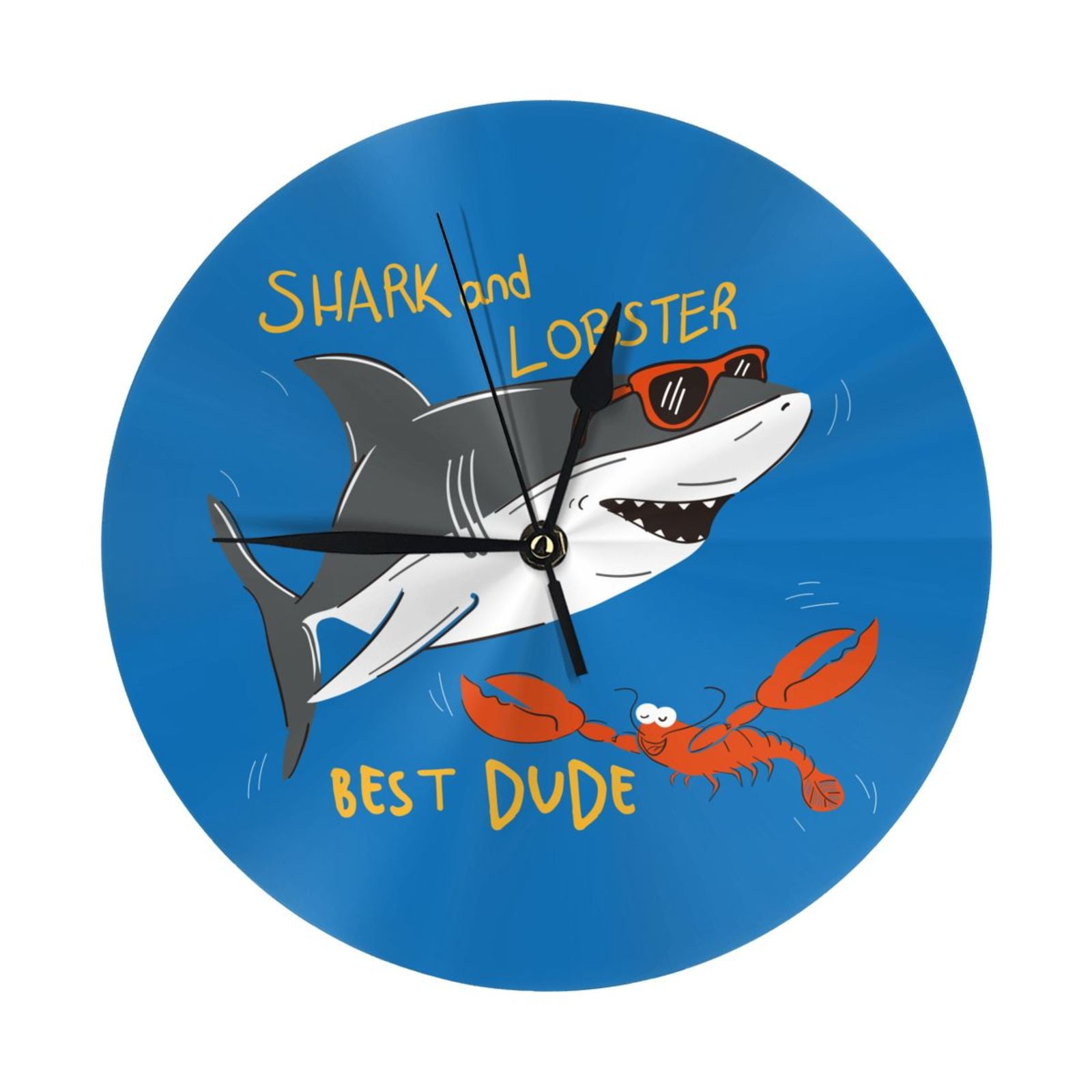 Wall Clock Shark With Sunglasses and Lobste Wall Clocks Battery ...