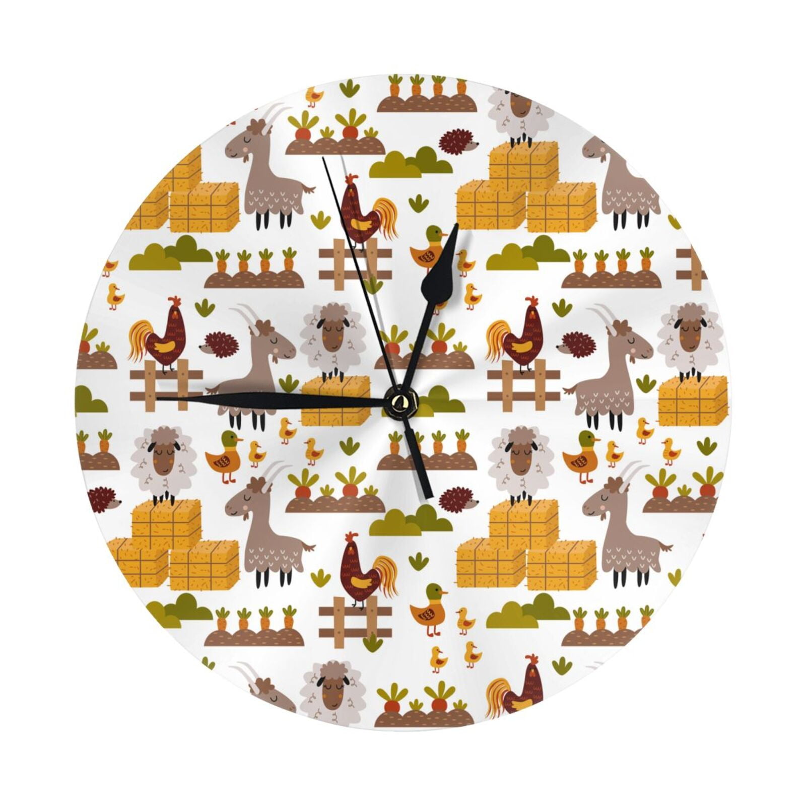 Wall Clock, Sheep Chicken Carrot Hedgehog Duck Wall Clocks Battery ...