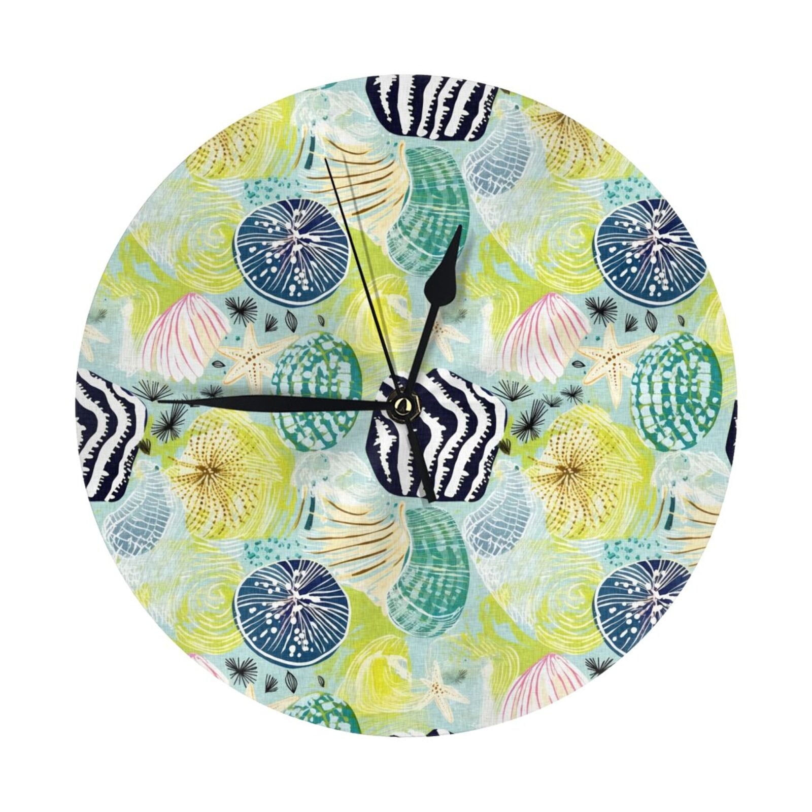 Wall Clock, Shell Clam Wall Clocks Battery Operated Silent Kitchen ...