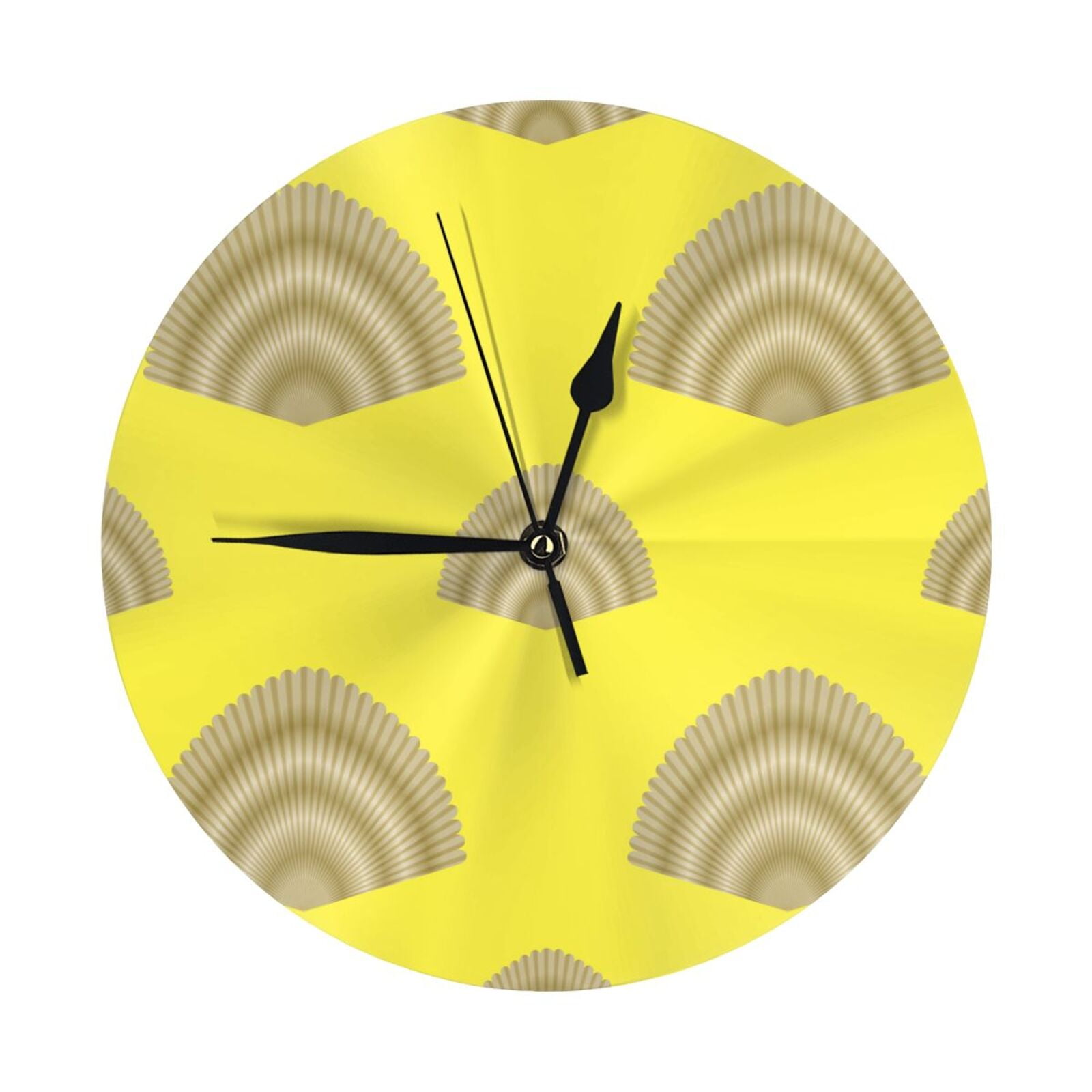 Wall Clock, Shells Yellow Wall Clocks Battery Operated Silent Kitchen ...