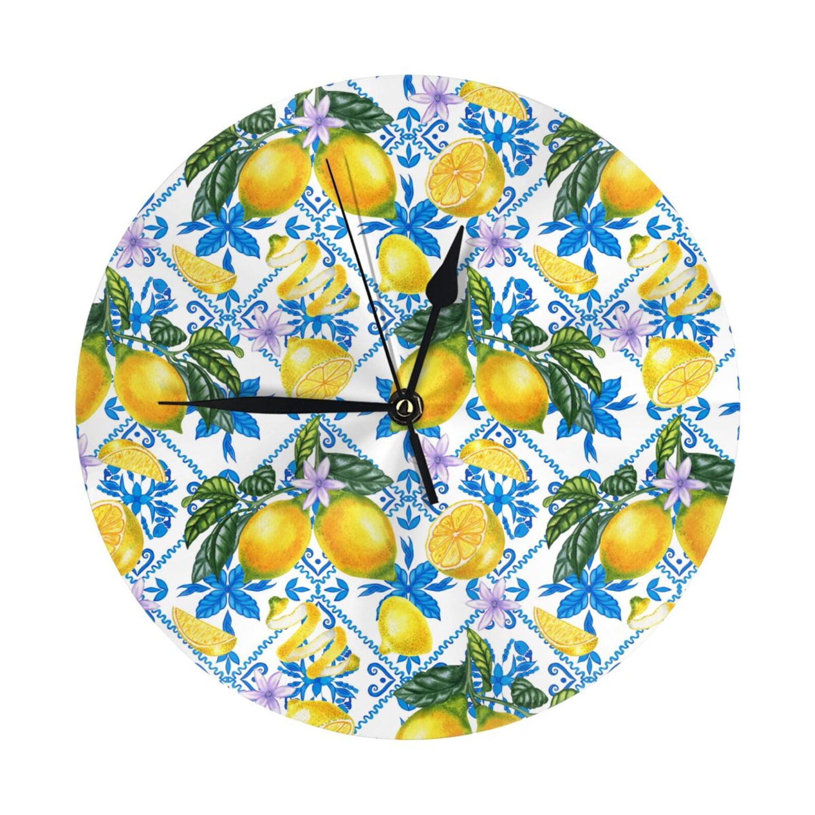 Wall Clock, Sicilian lemons yellow Moroccan style Wall Clocks Battery ...