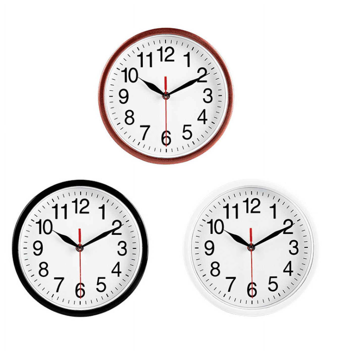Wall Clock Silent Modern Battery Powered Non-Ticking Round Quartz Wall ...