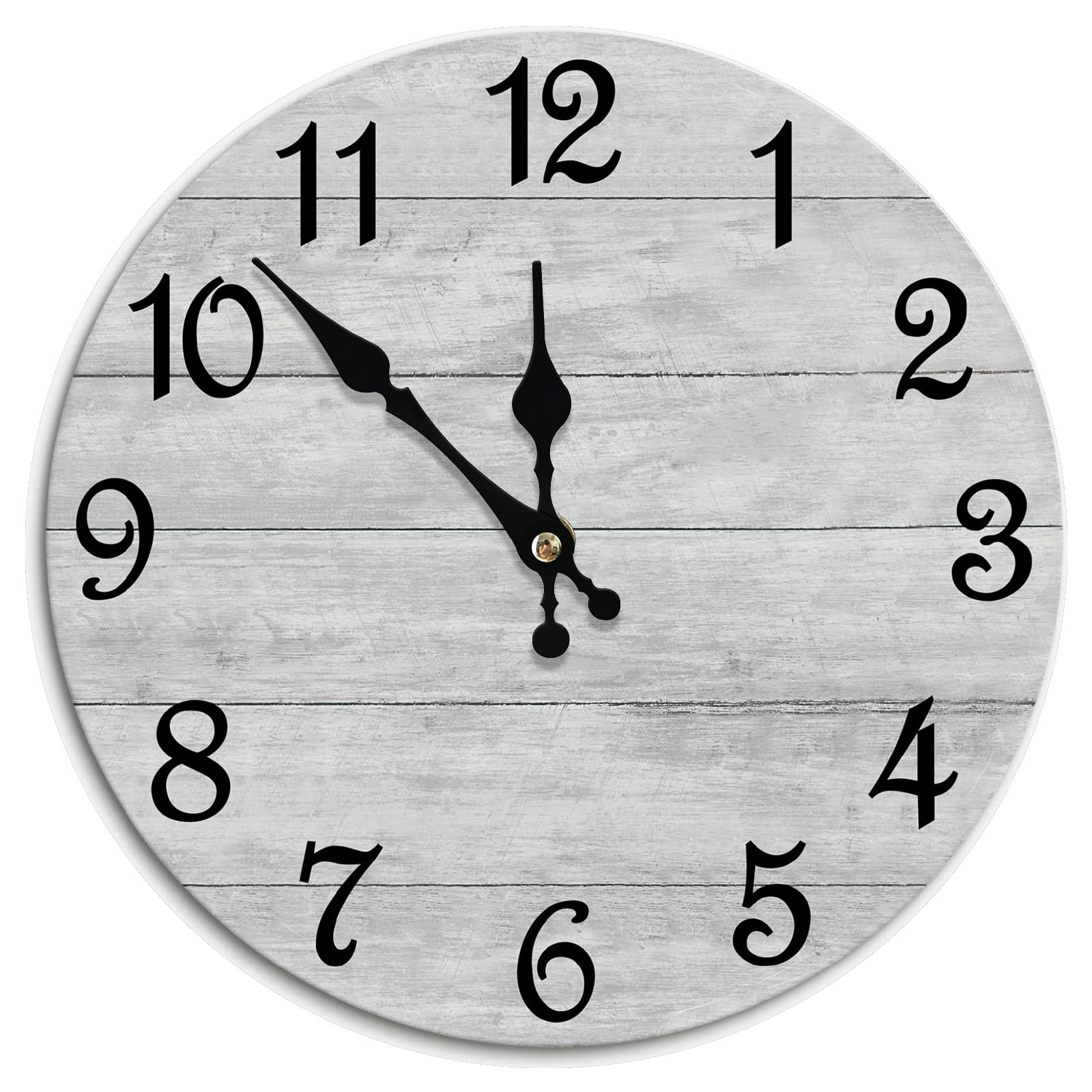 Wall Clock Silent Non Ticking Wall Clocks Battery Operated, Rustic Gray ...