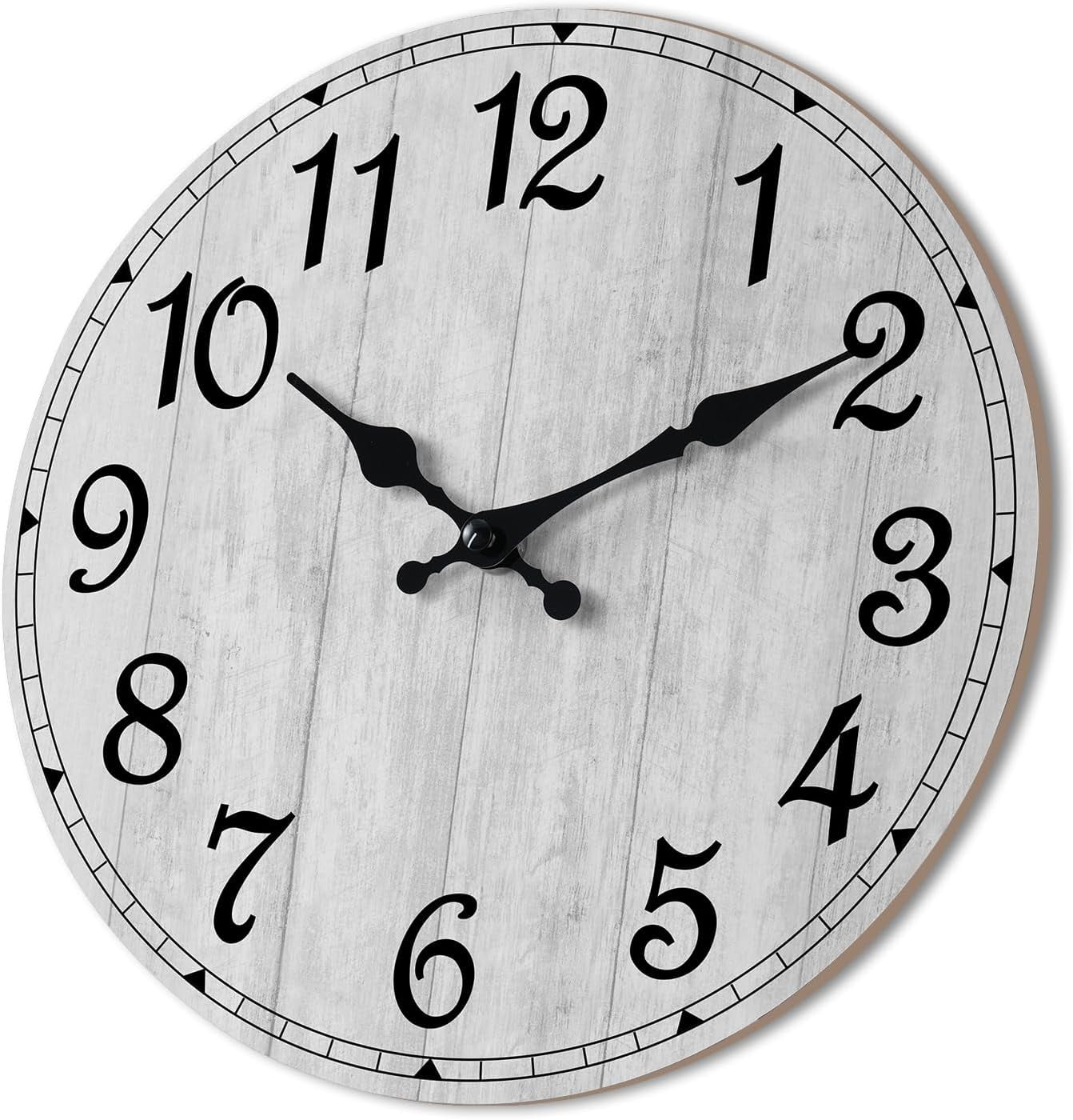 Wall Clock, Silent Non Ticking Wall Clocks Battery Operated, Rustic ...