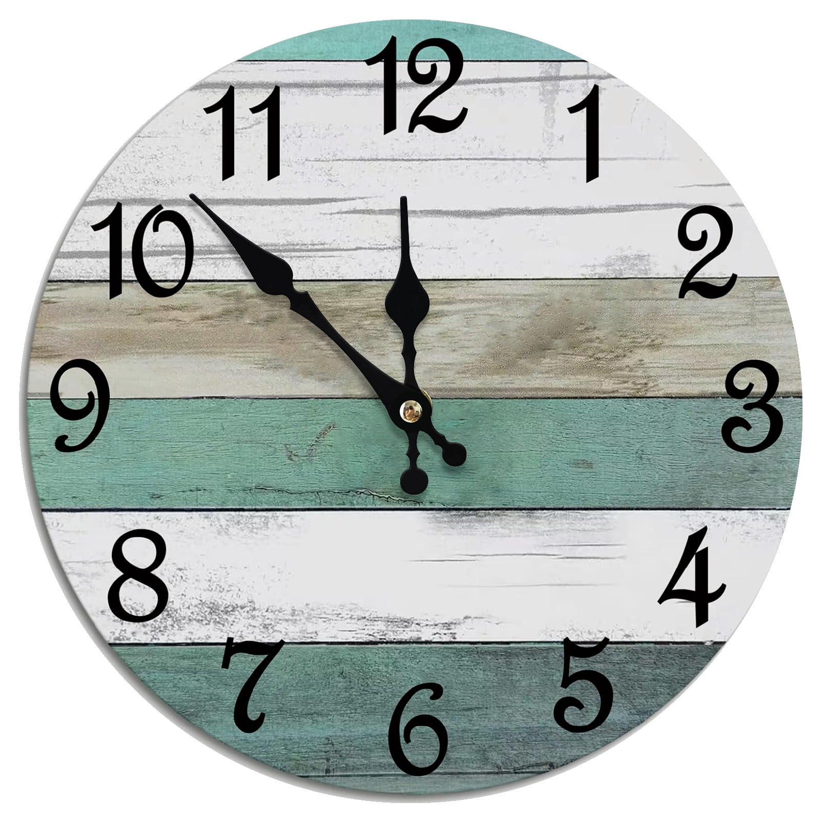Wall Clock Silent Non Ticking Wall Clocks Battery Operated, Teal Rustic ...