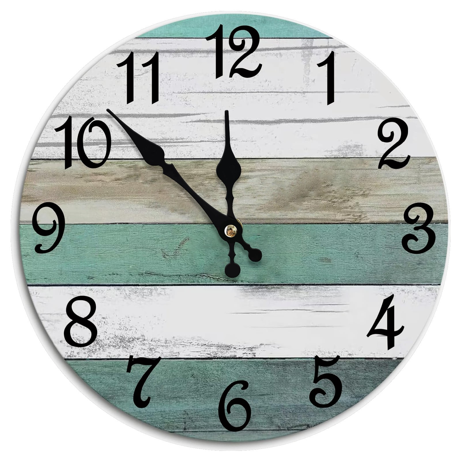 Wall Clock Silent Non Ticking Wall Clocks Battery Operated, Teal Rustic ...
