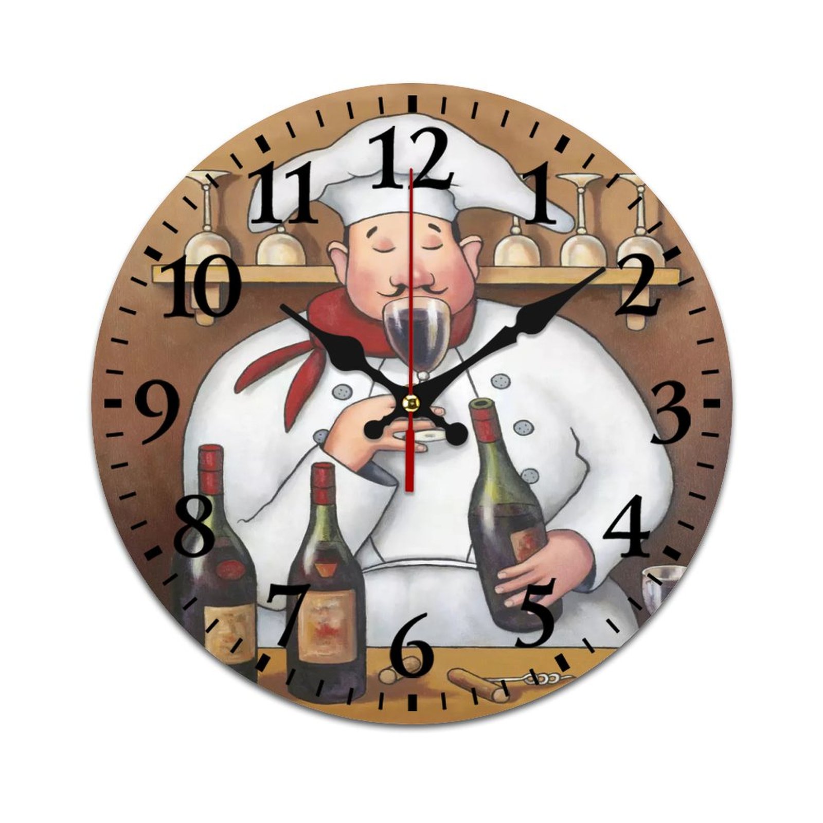 Wall Clock Silent without Ticking-Abstract Oil Painting Chef Tasting ...