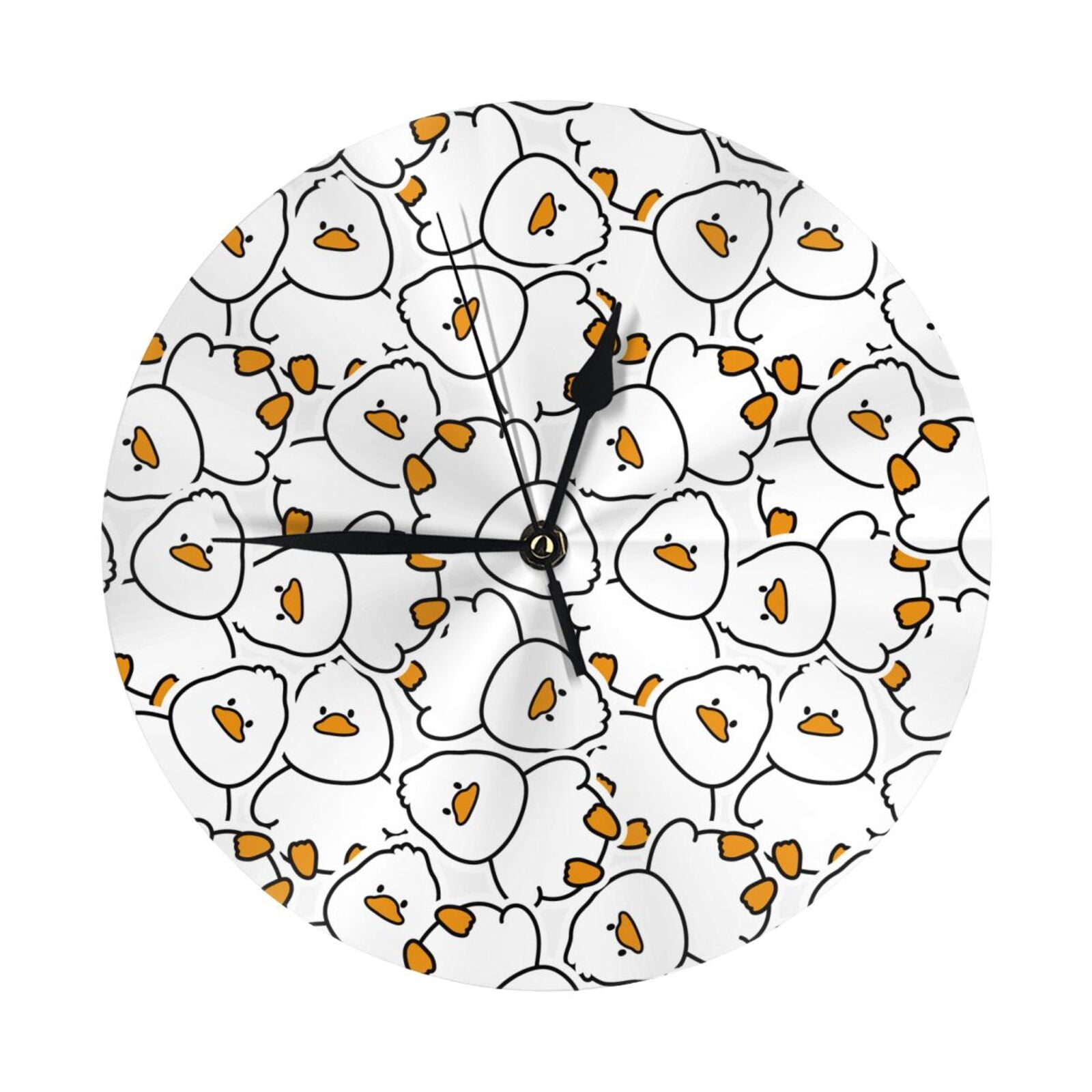 Wall Clock, Simple Lines Cute Duck Wall Clocks Battery Operated Silent ...
