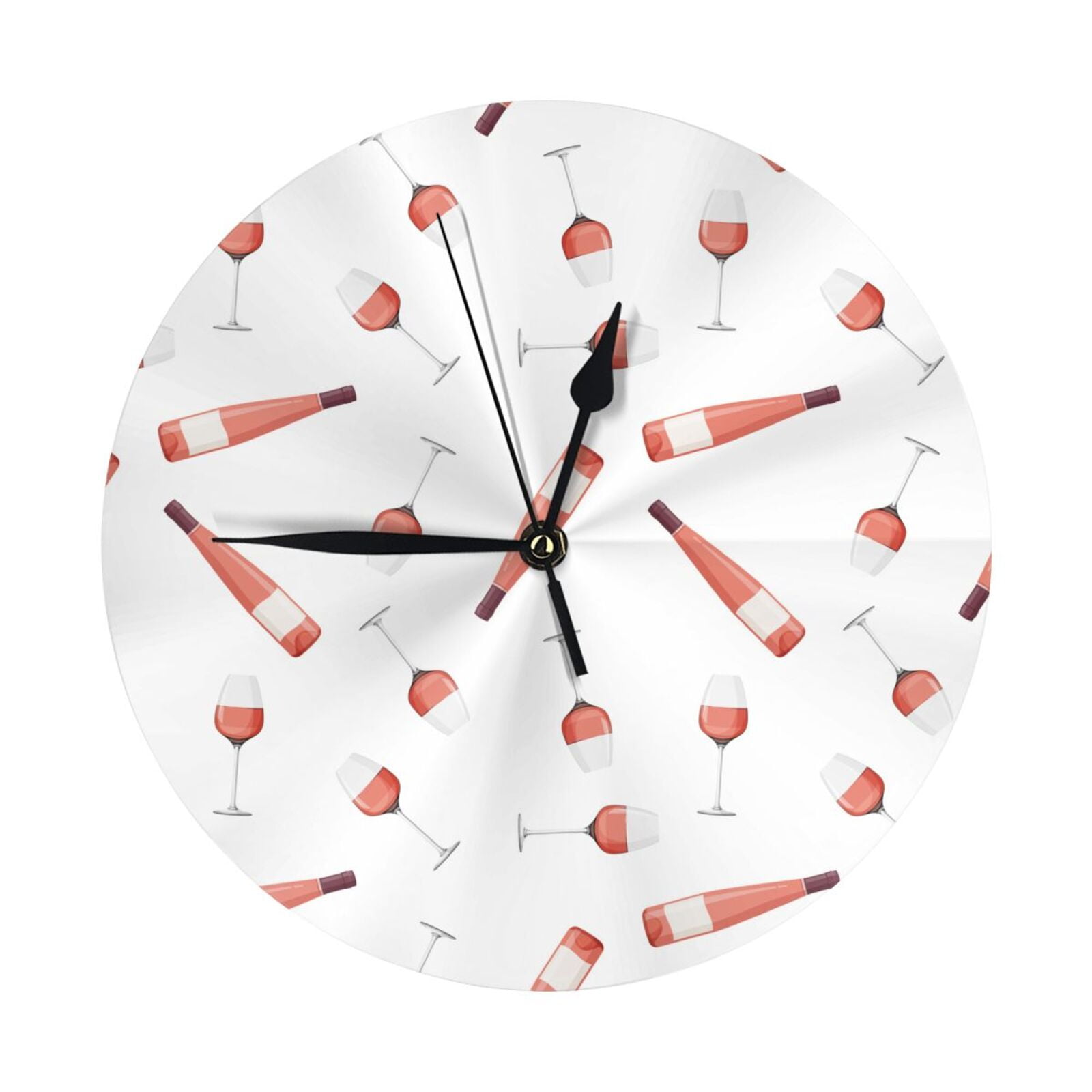 Wall Clock, Simple Wine Glasses Wine Bottle Wall Clocks Battery ...