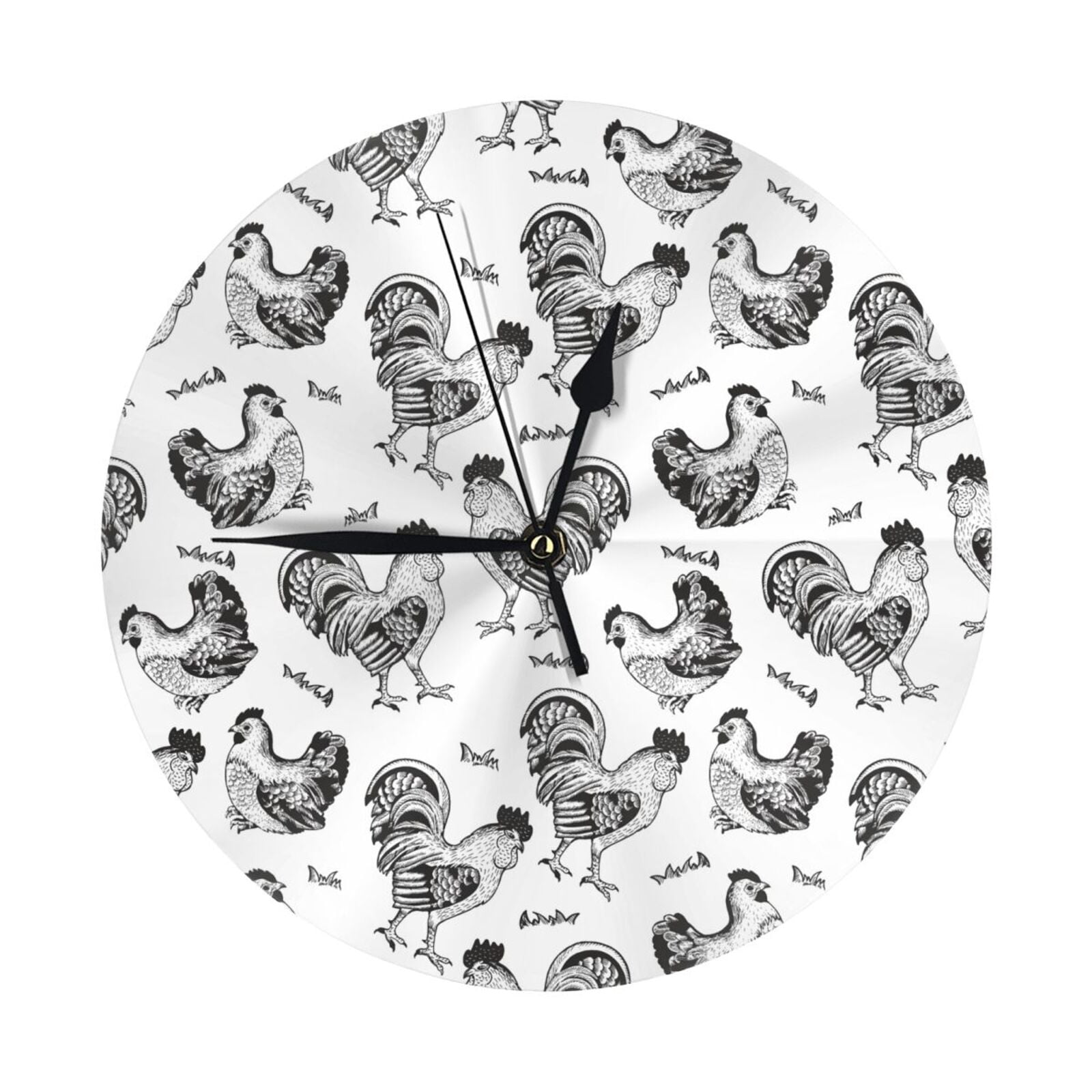 Wall Clock Sketch Cute Chicken Grass Wall Clocks Battery Operated ...