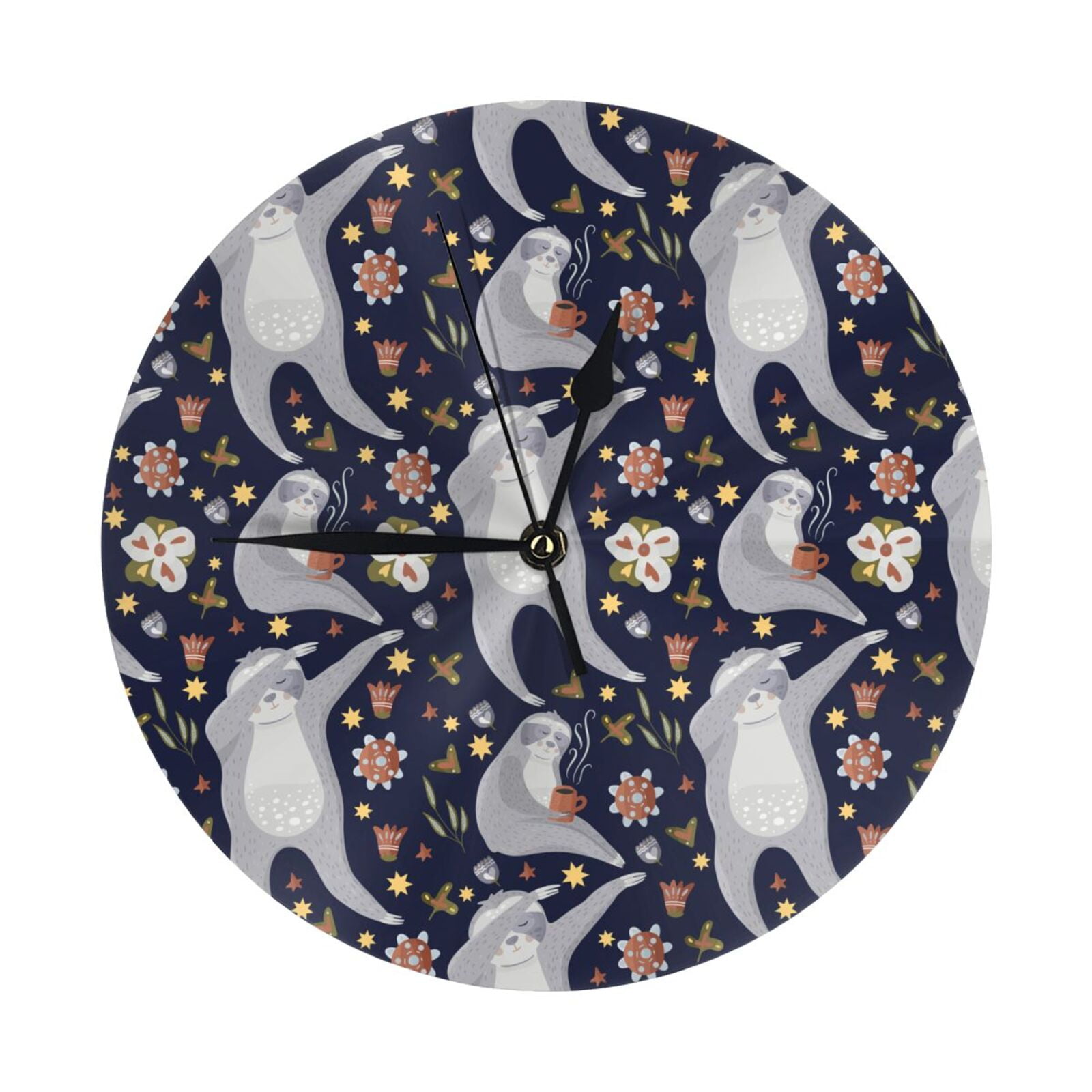 Wall Clock, Sloths Dancing Wall Clocks Battery Operated Silent Kitchen ...