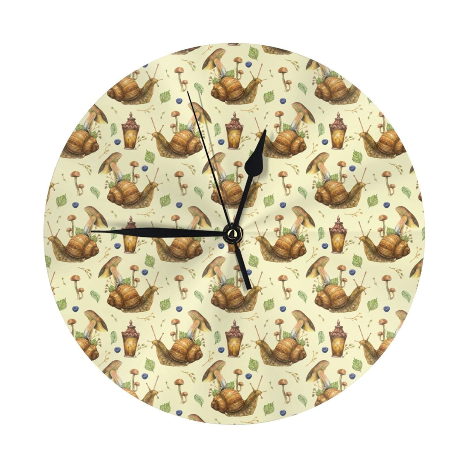 Wall Clock Snail With Mushrooms Wall Clocks Battery Operated, Modern ...