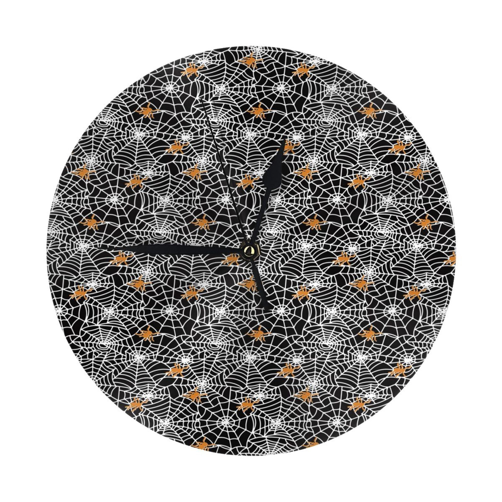 Wall Clock, Spider Cobweb Wall Clocks Battery Operated Silent Kitchen ...