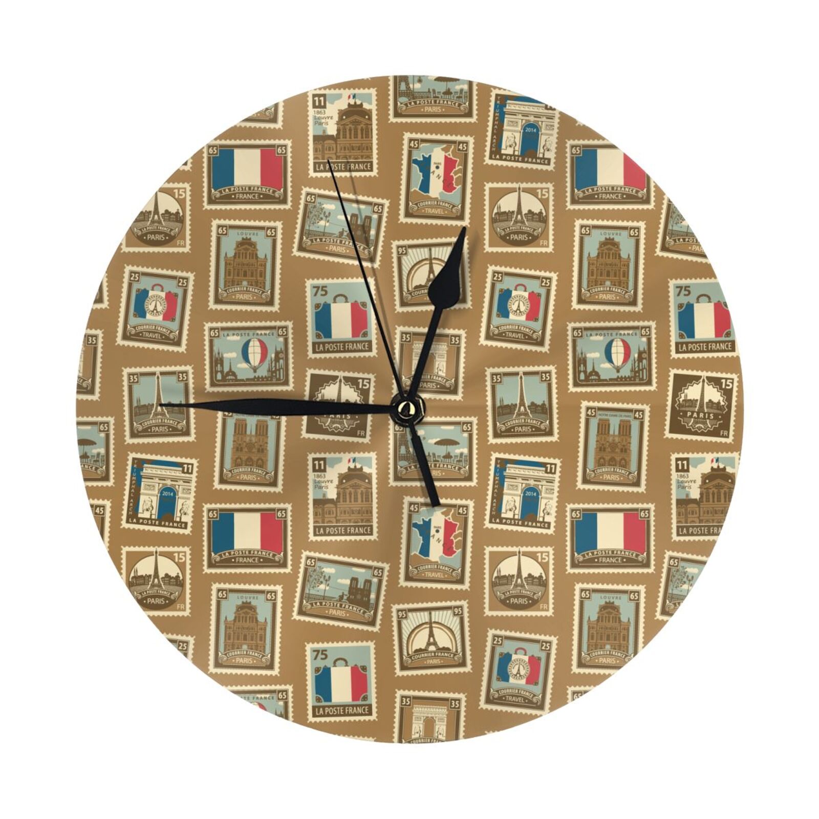 Wall Clock Stamp Pattern france Wall Clocks Battery Operated, Modern ...