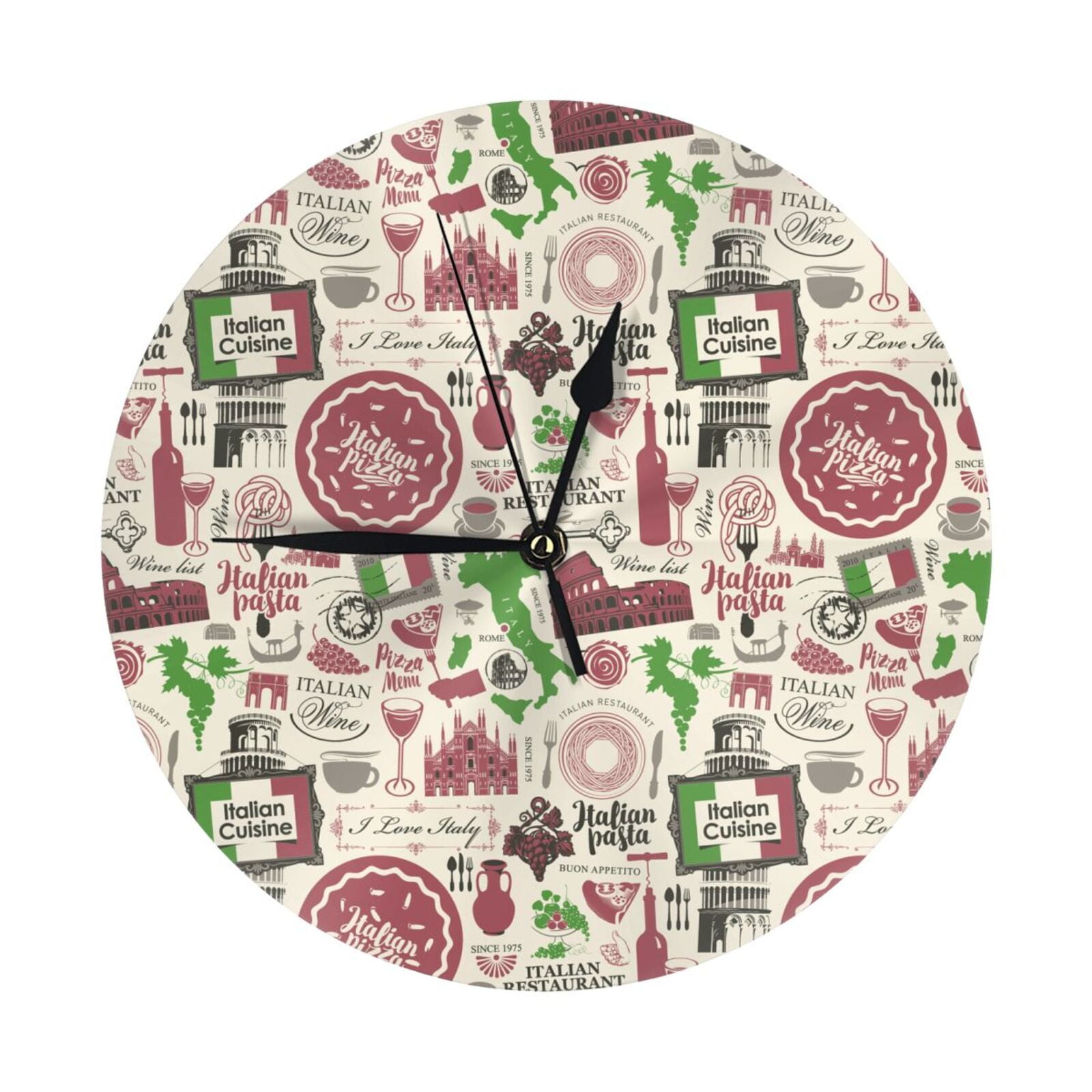 Wall Clock Stamp print Grape Wall Clocks Battery Operated, Modern Wall ...
