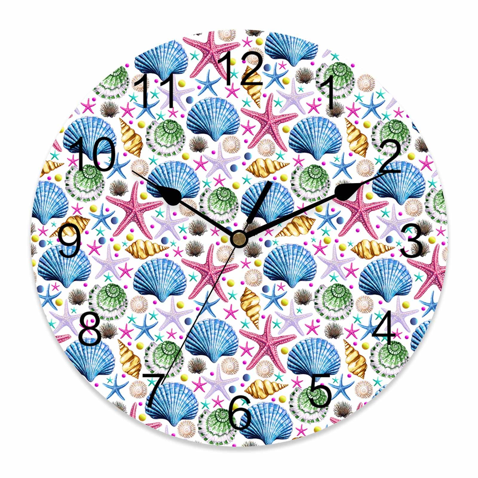 Wall Clock Starfish Clocks PVC Silent Non-Ticking Battery Operated ...