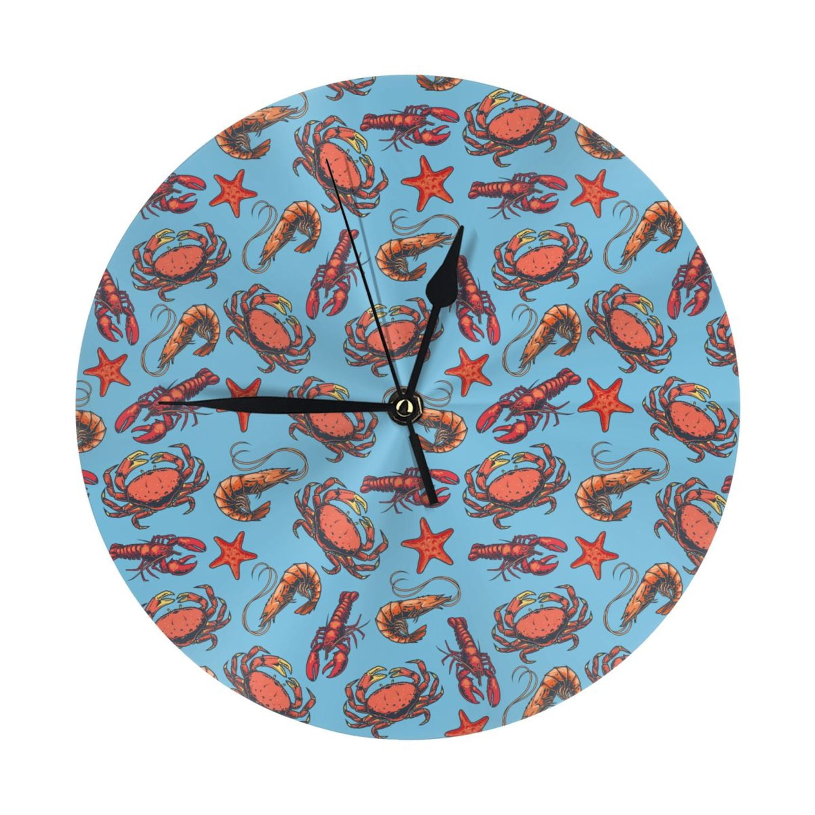 Wall Clock Starfish Shrimp Crabs Wall Clocks Battery Operated, Modern ...