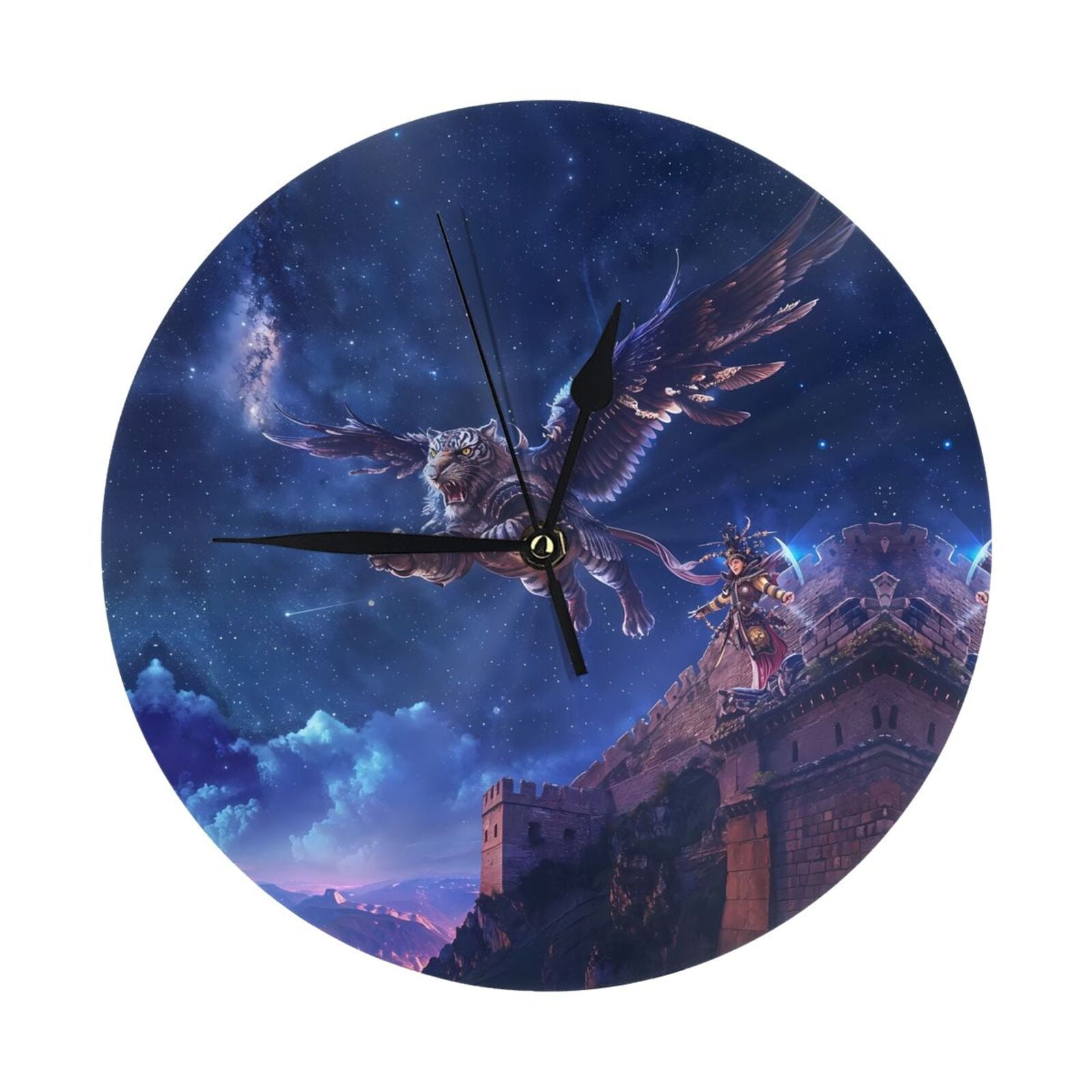 Wall Clock, Starry Sky Wall Flying Tiger Wall Clocks Battery Operated ...