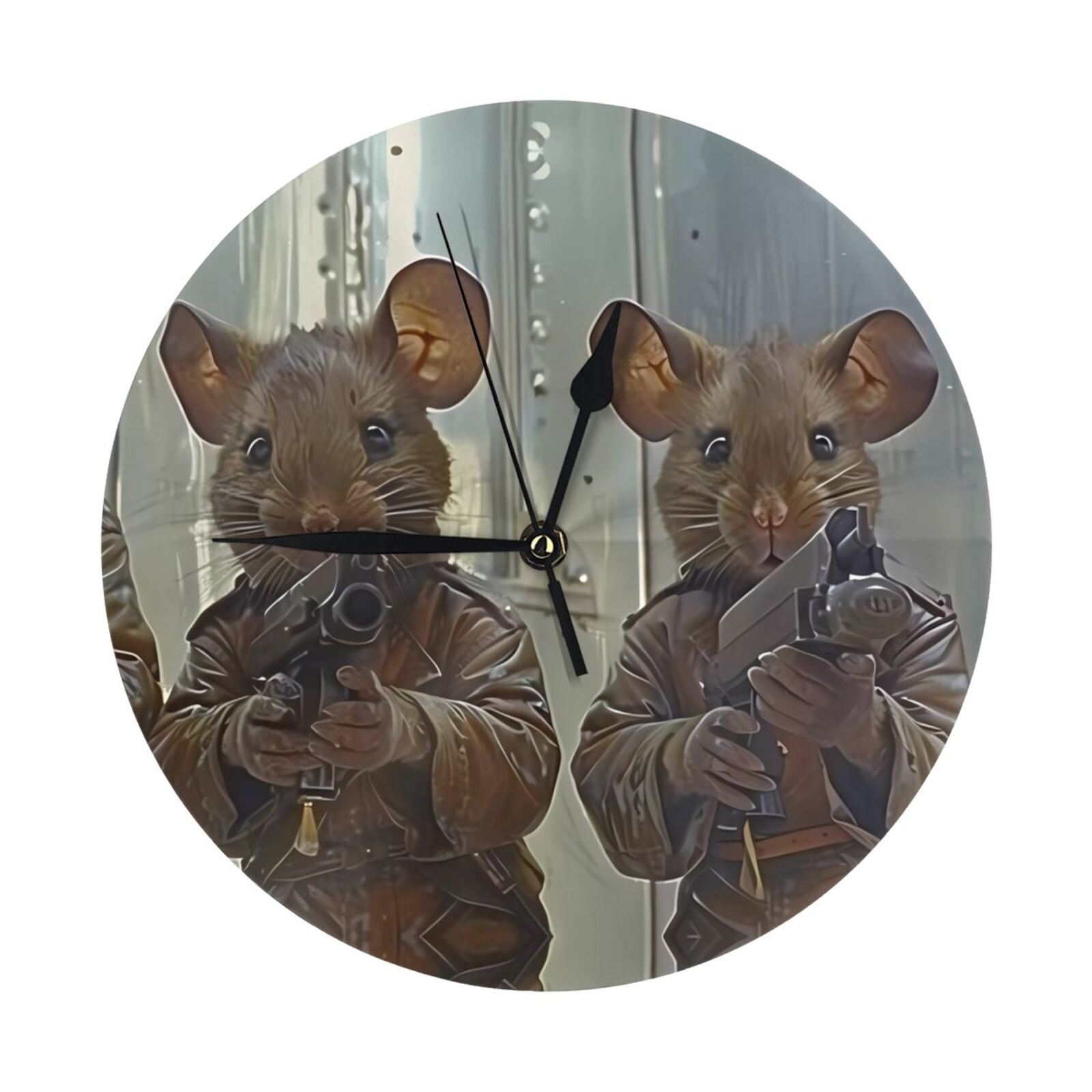 Wall Clock - Steampunk Space Mice Warriors 9.8 Inch Silent Non Ticking ...
