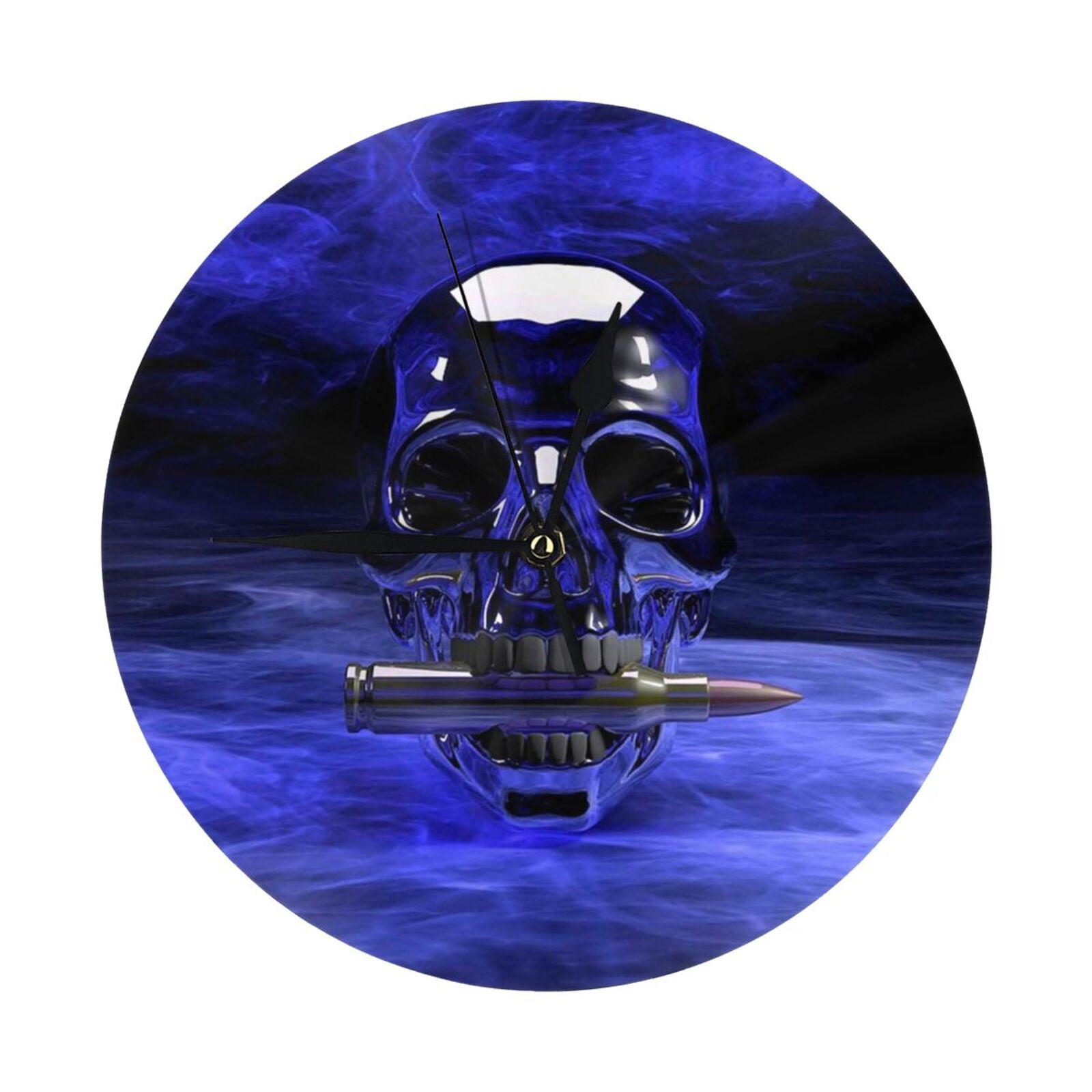 Wall Clock, Steel Skull Wall Clocks Battery Operated Silent Kitchen ...