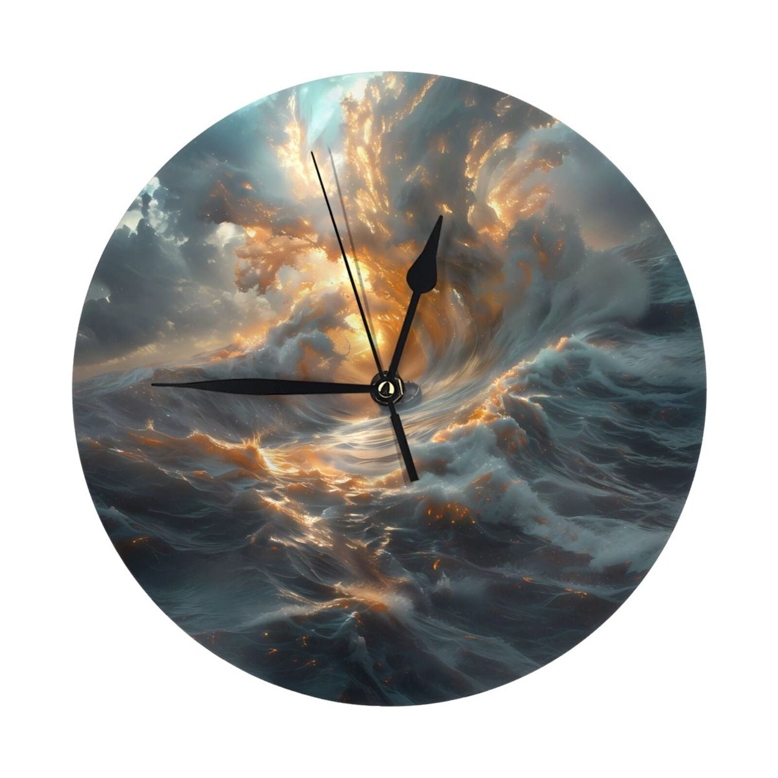 Wall Clock Stormy Ocean Vortex Wall Clocks Battery Operated, Modern ...