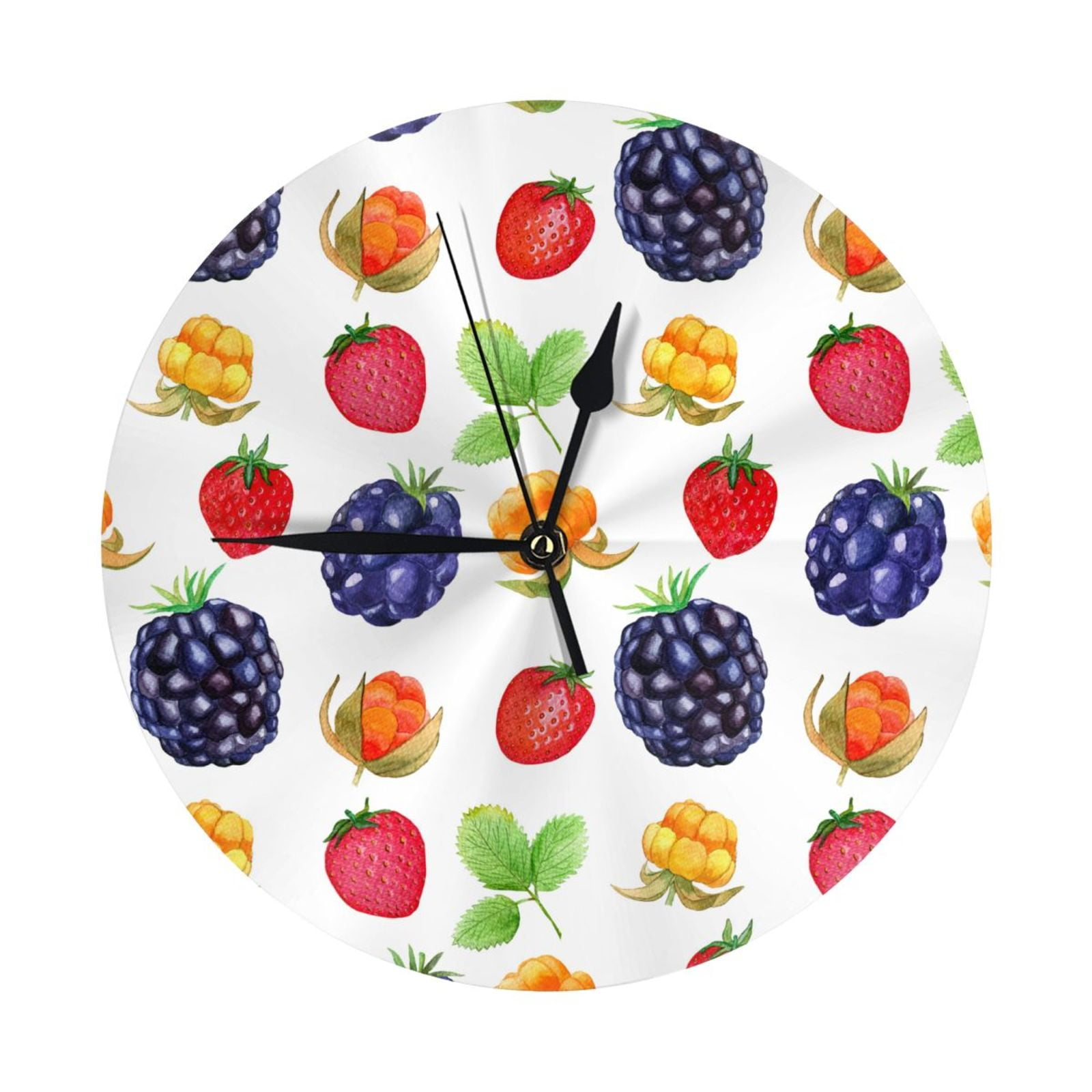 Wall Clock Strawberry fruit Wall Clocks Battery Operated, Modern Wall ...