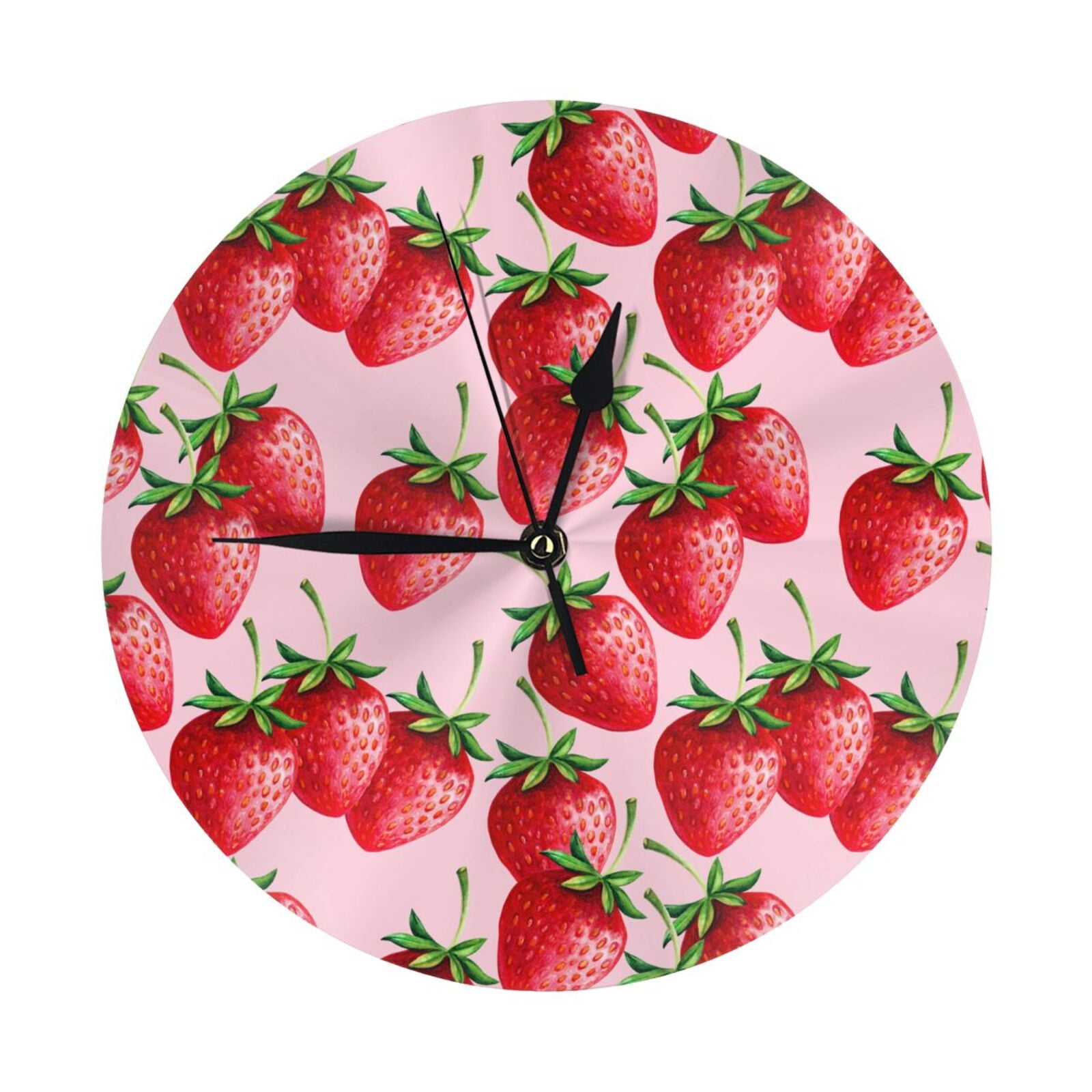Wall Clock, Strawberry funny Wall Clocks Battery Operated Silent ...