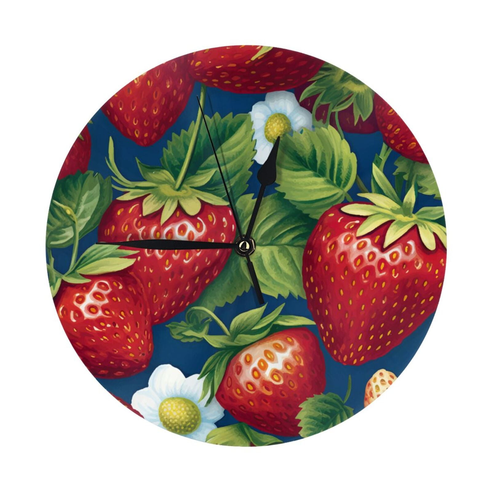 Wall Clock Strawberry2 Wall Clocks Battery Operated, Modern Wall Clock ...