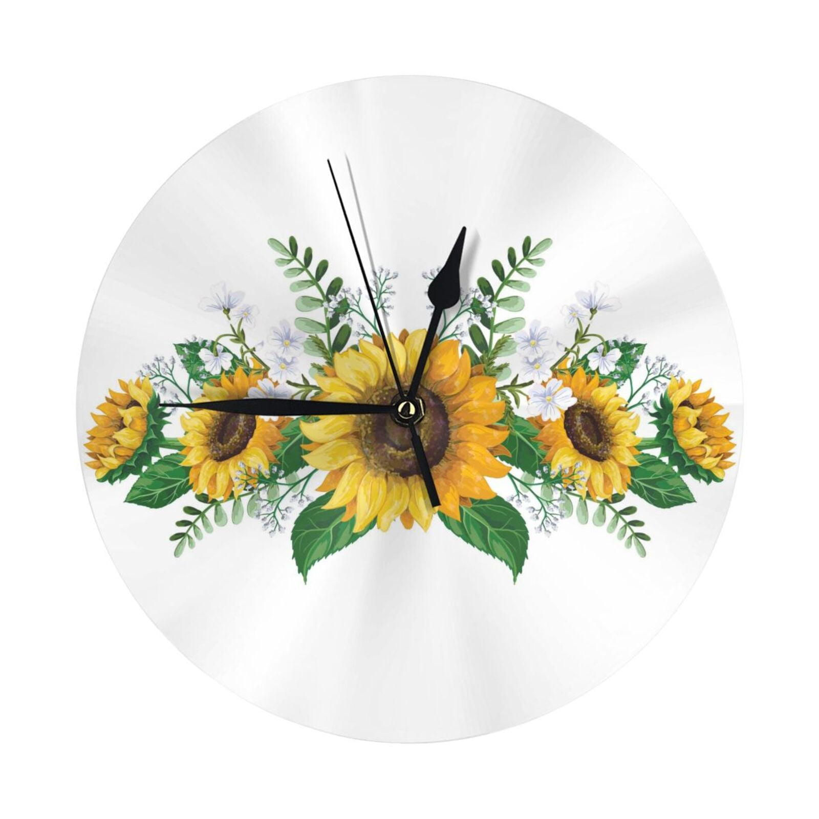 Wall Clock Sunflowers (2) Wall Clocks Battery Operated, Modern Wall ...