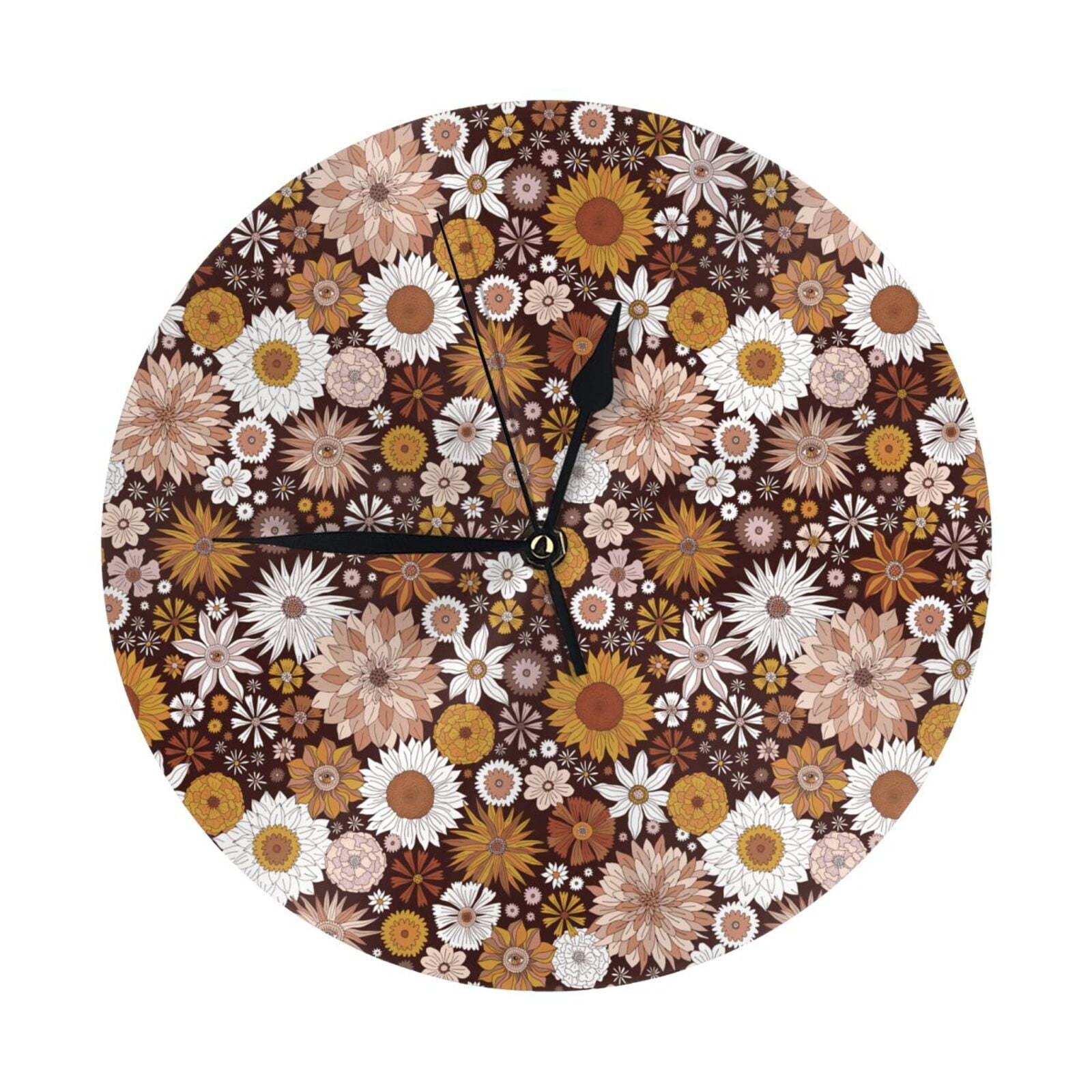 Wall Clock, Sunflowers Eye Wall Clocks Battery Operated Silent Kitchen ...