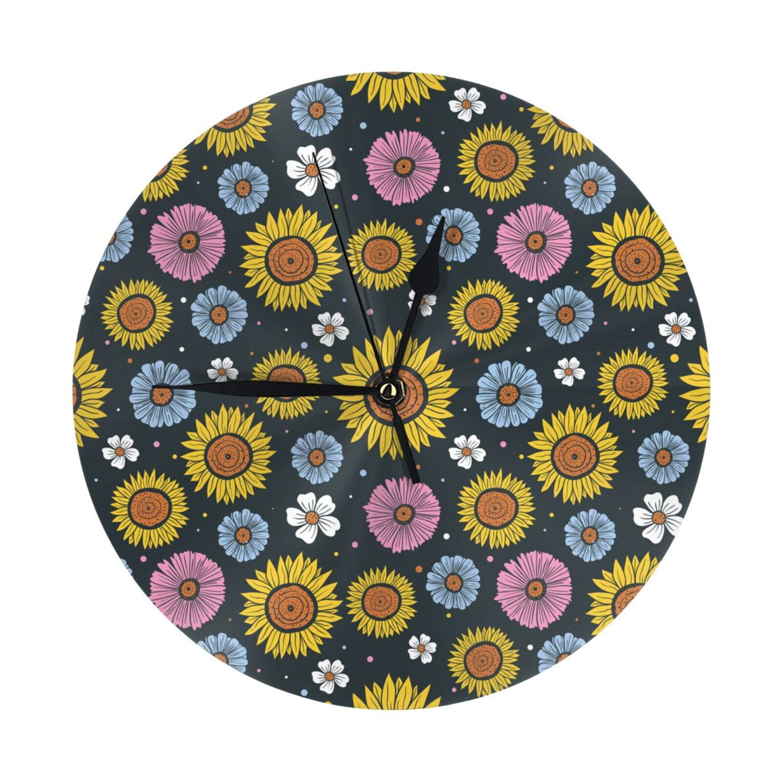 Wall Clock, Sunflowers Gorgeous Wall Clocks Battery Operated Silent ...